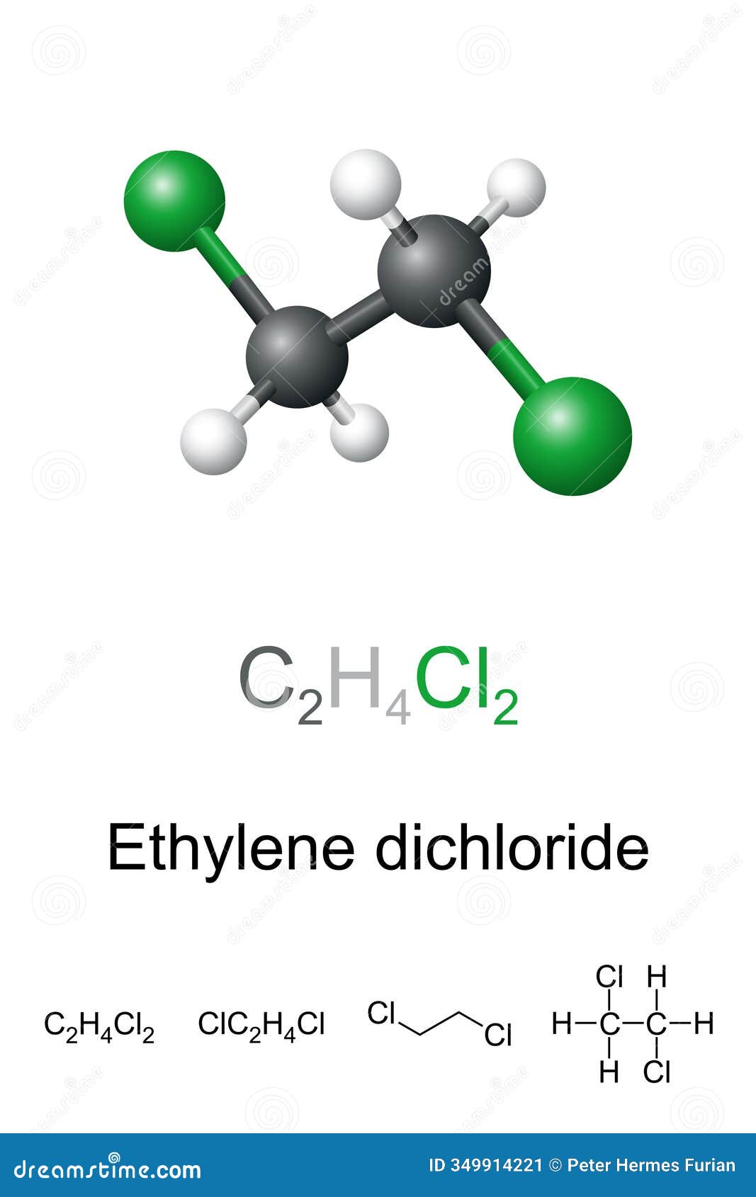 Ethylene Dichloride, EDC, Molecule Model and Chemical Formula Stock ...