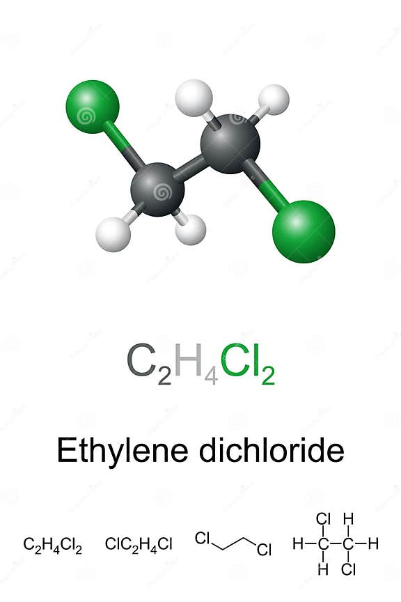 Ethylene Dichloride, EDC, Molecule Model and Chemical Formula Stock ...