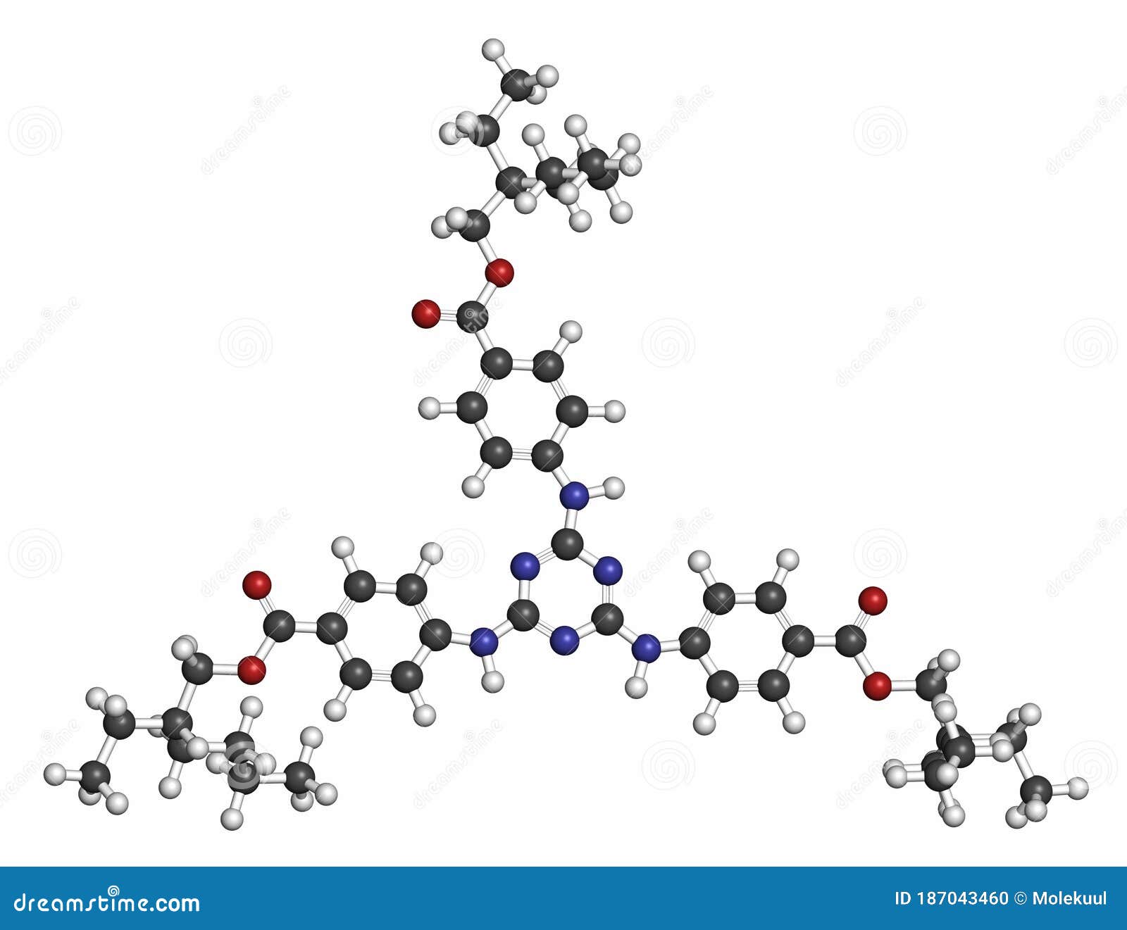 Ethylhexyl Triazone Sunscreen Molecule UV Filter. Skeletal Formula ...