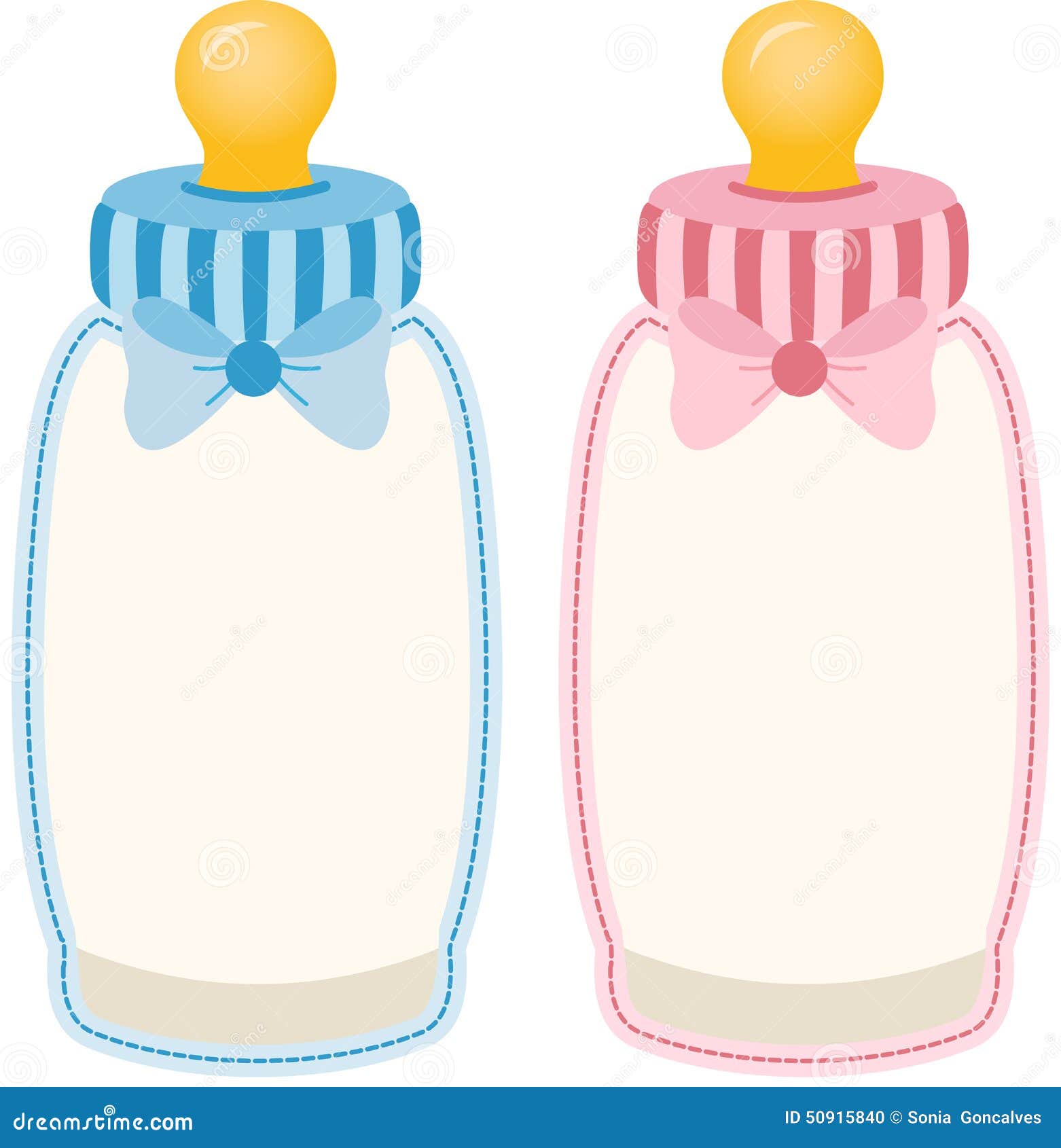 Etichetta Rosa E Blu Del Biberon Dell'etichetta Illustrazione ...