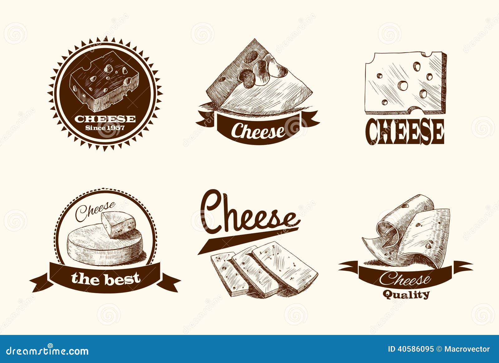 Etichette Di Schizzo Del Formaggio Illustrazione Vettoriale ...