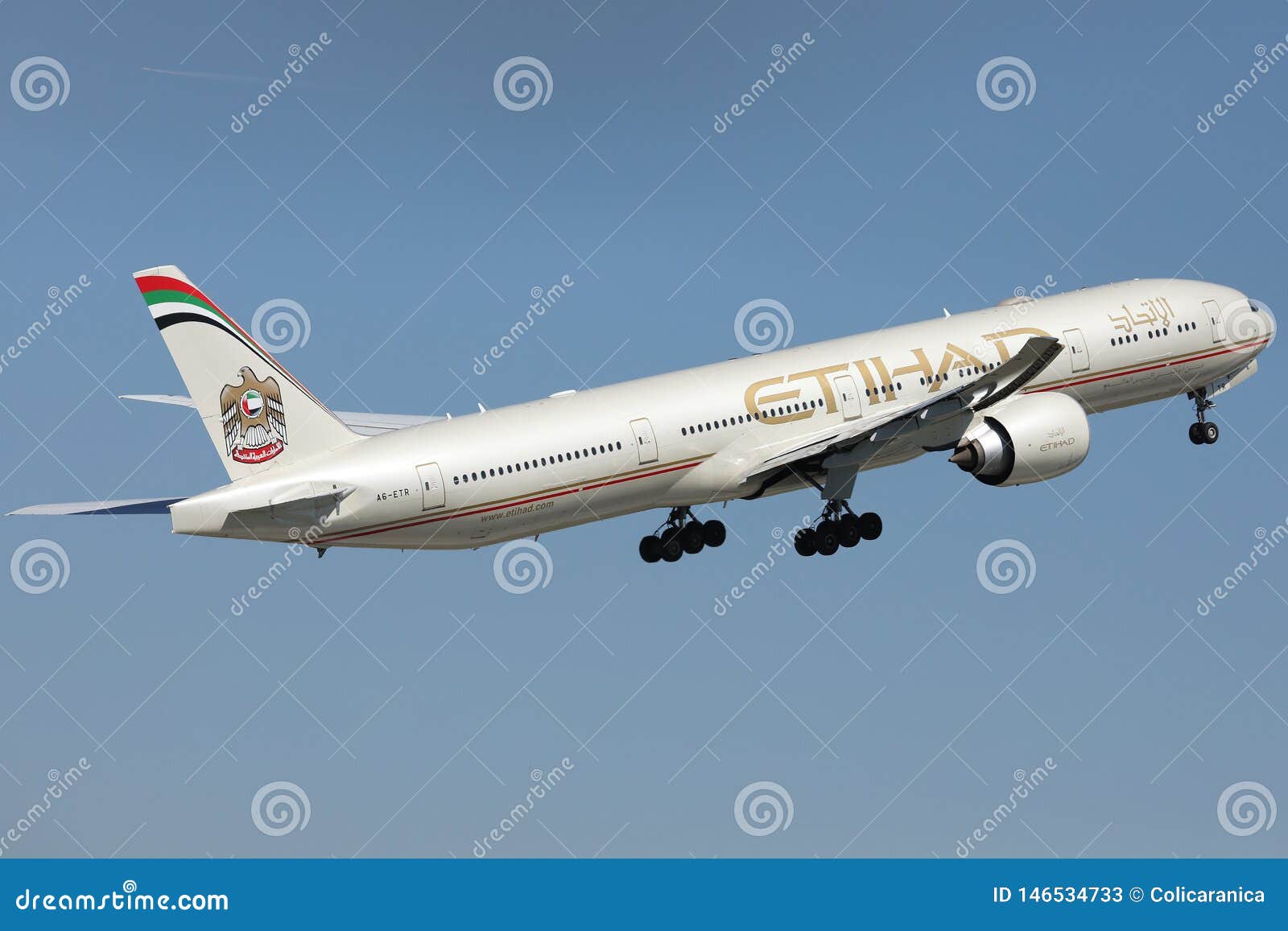 Etihad Airways Plane Flying Up in the Sky Editorial Stock Photo - Image ...
