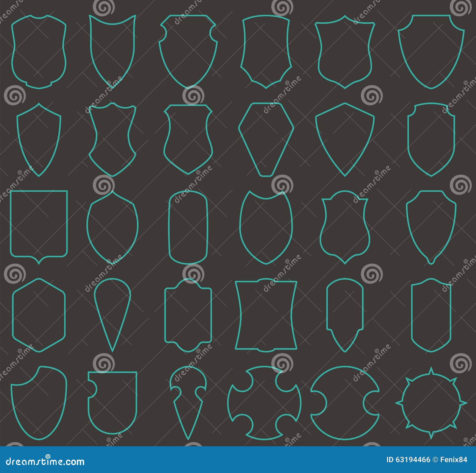 Etiketten in De Vorm Van Schild Vectorreeks Contouren Vector ...