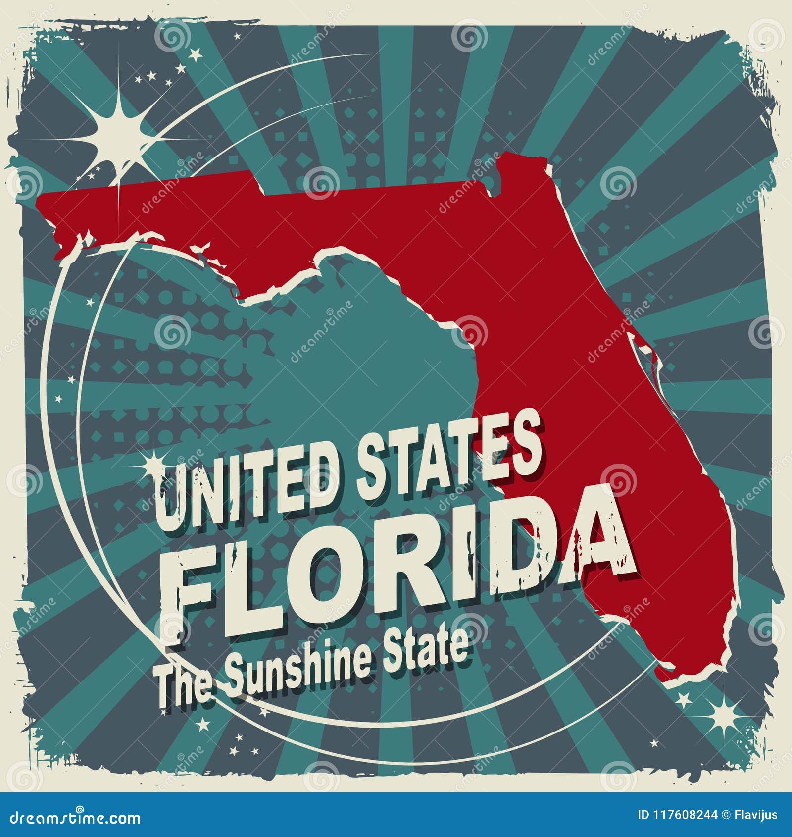 Etiqueta Abstrata Com Nome E Mapa De Florida Ilustração do Vetor ...