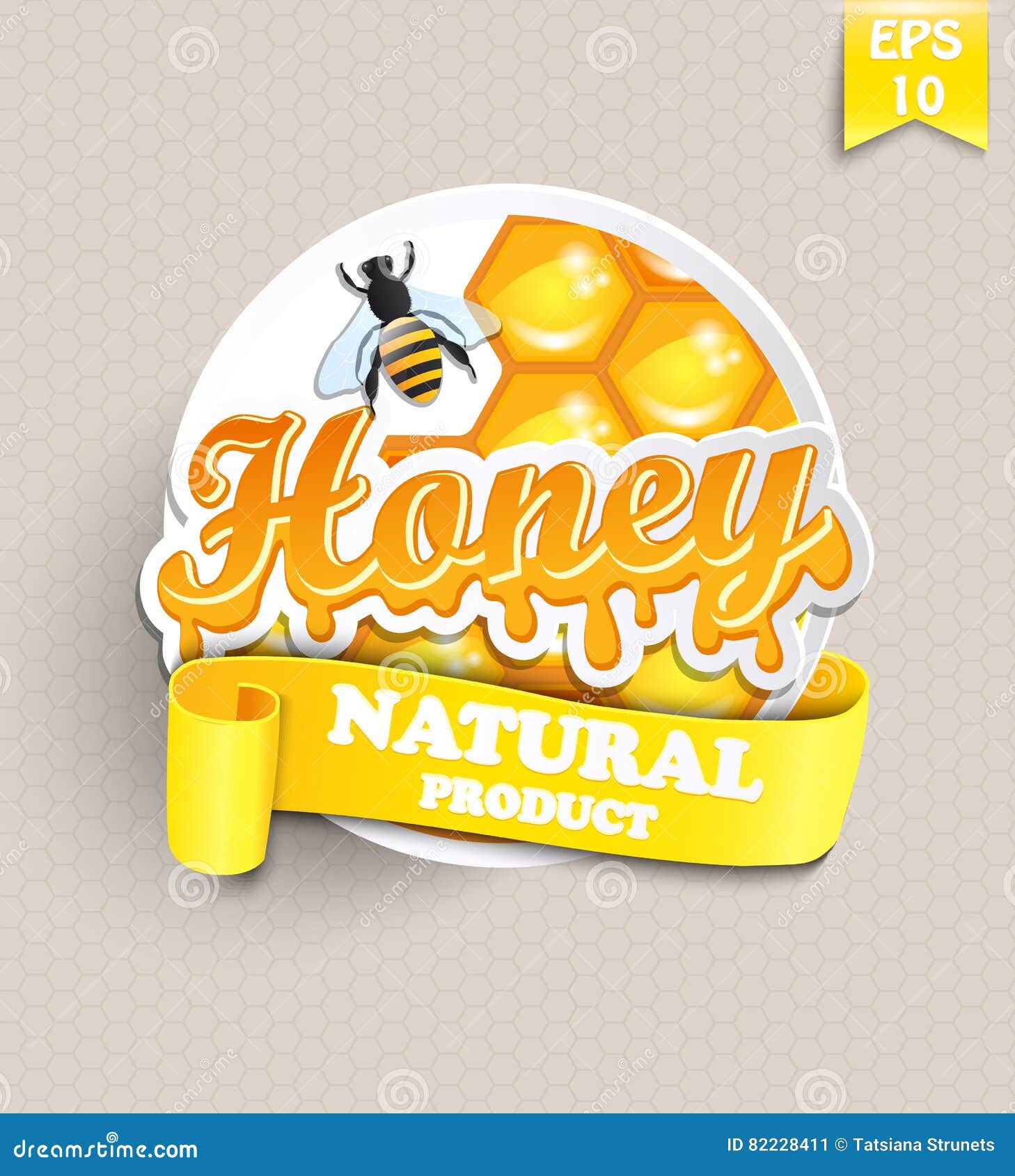 Etiqueta com mel ilustração do vetor. Ilustração de elemento - 82228411