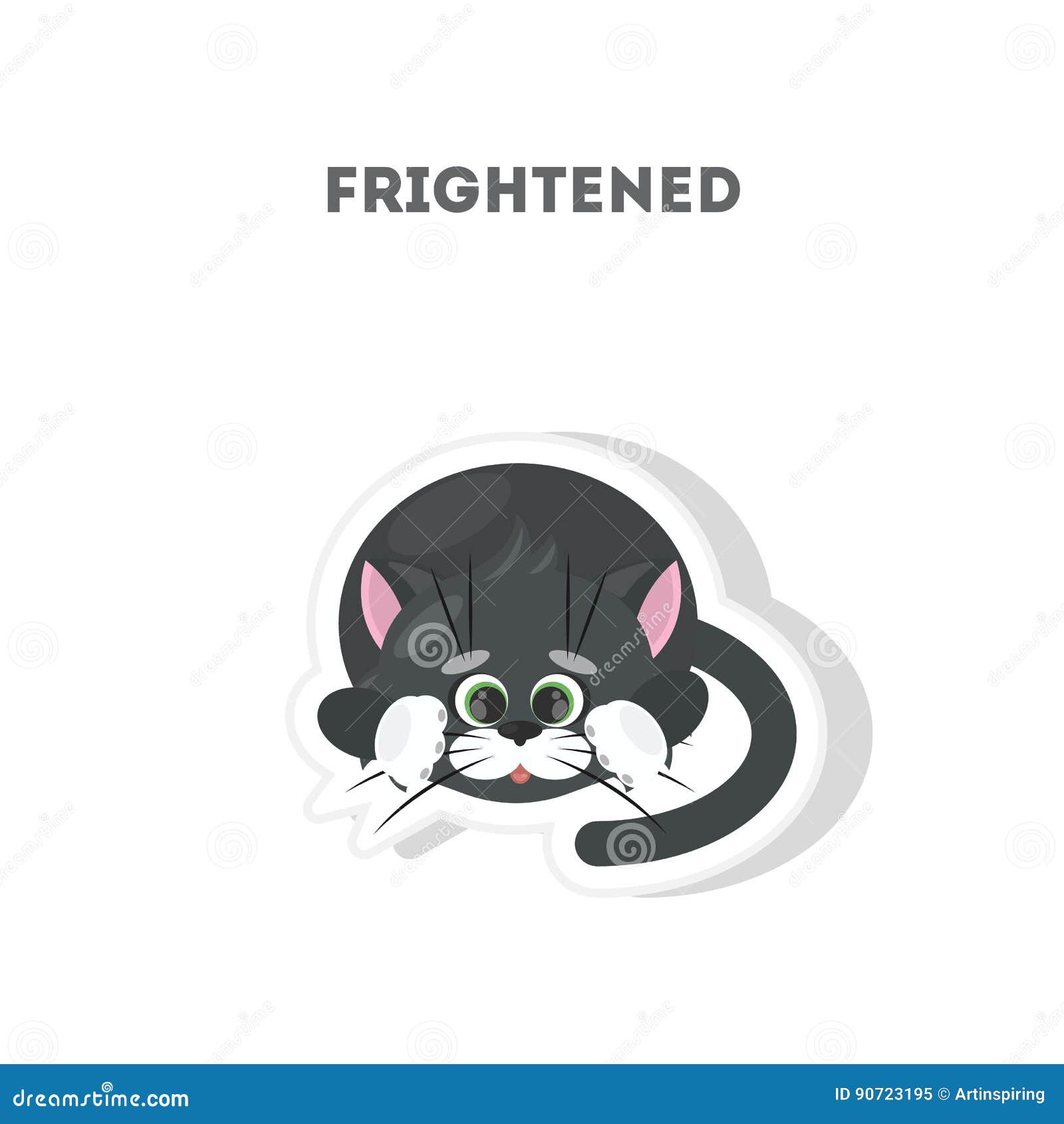 Etiqueta Engomada Asustada Del Gato Ilustración del Vector ...