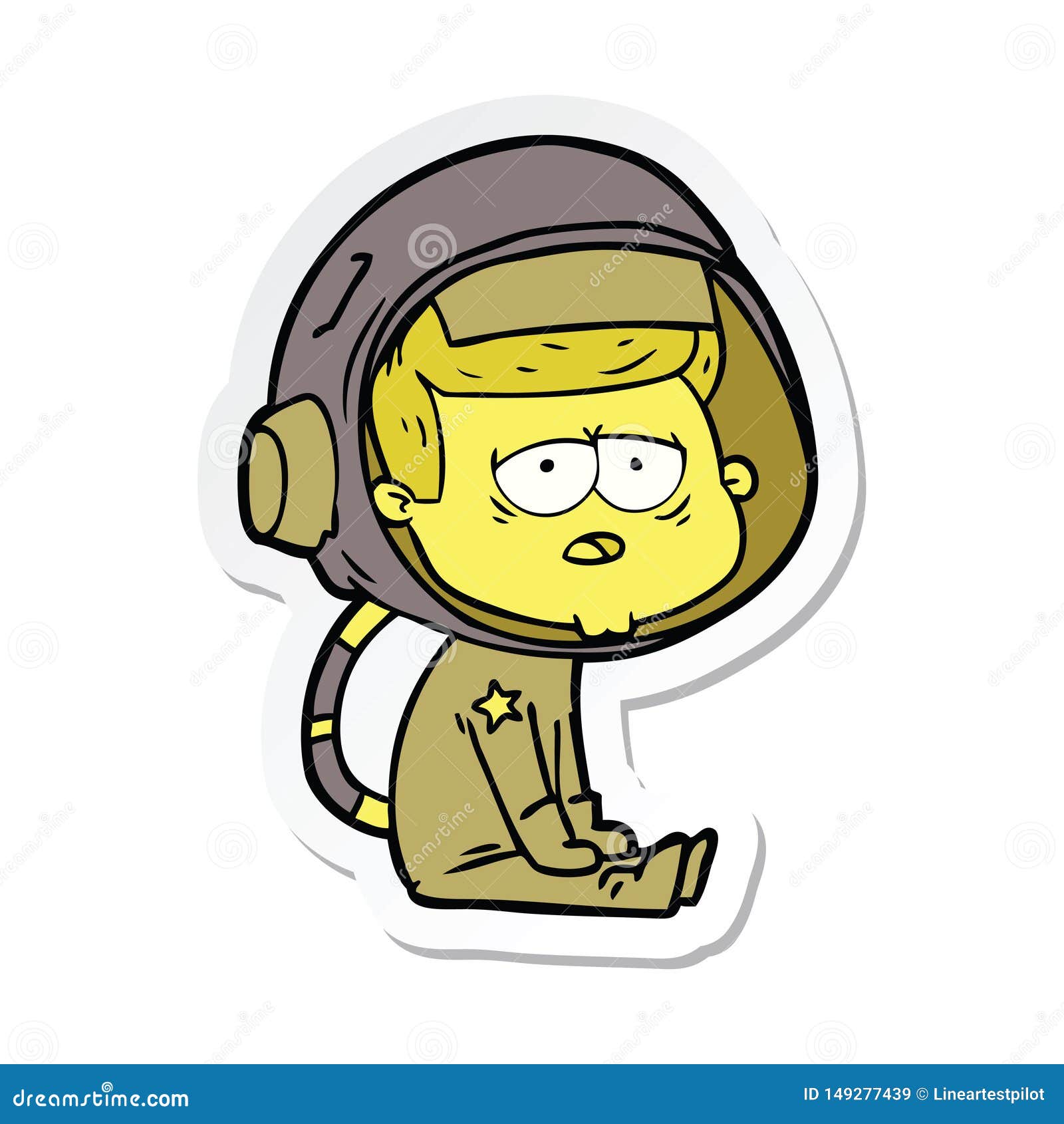 Etiqueta Engomada De Un Astronauta Cansado De La Historieta Ilustración