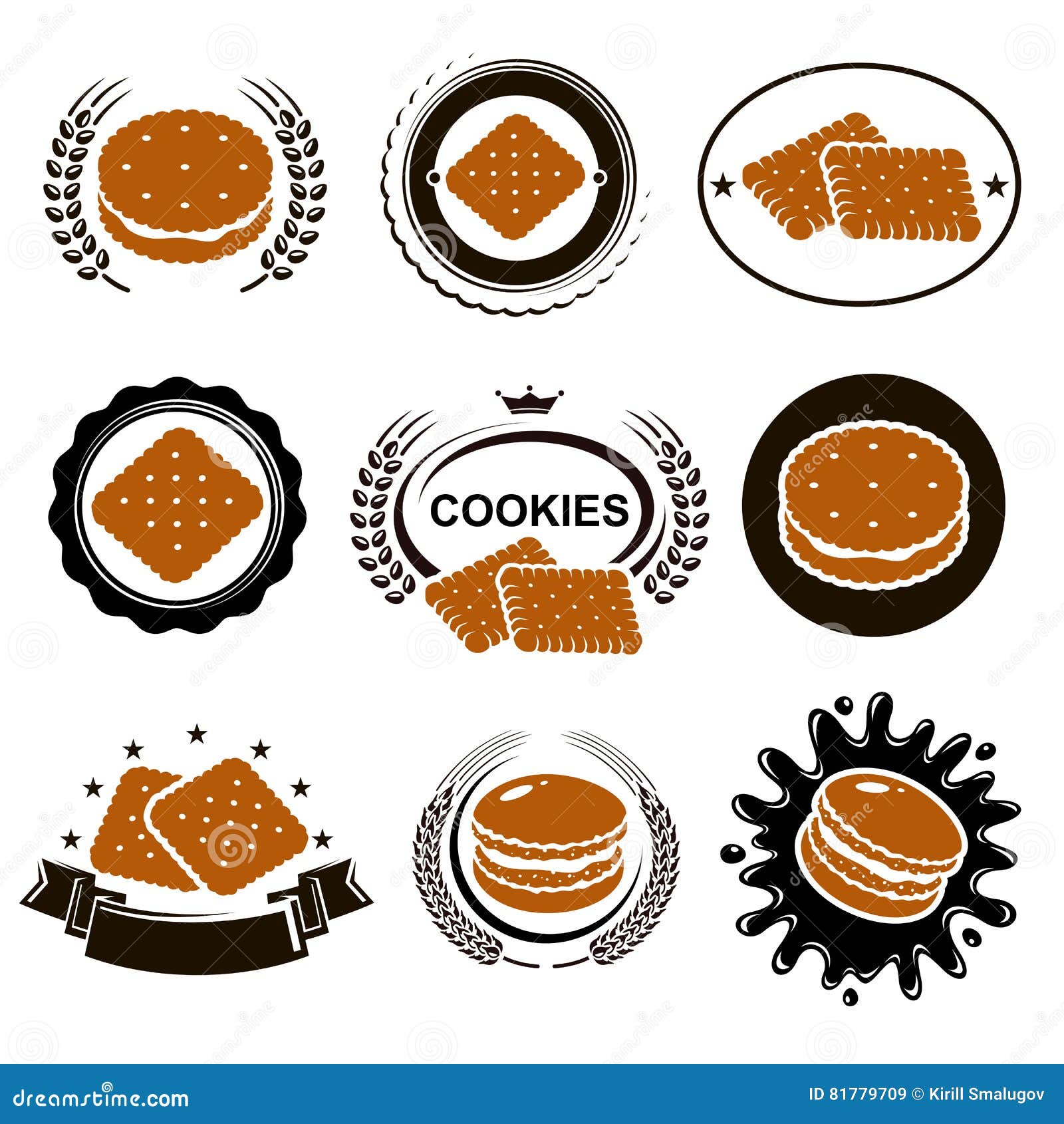Etiquetas De Las Galletas Y Sistema De Elementos Vector Ilustración del ...