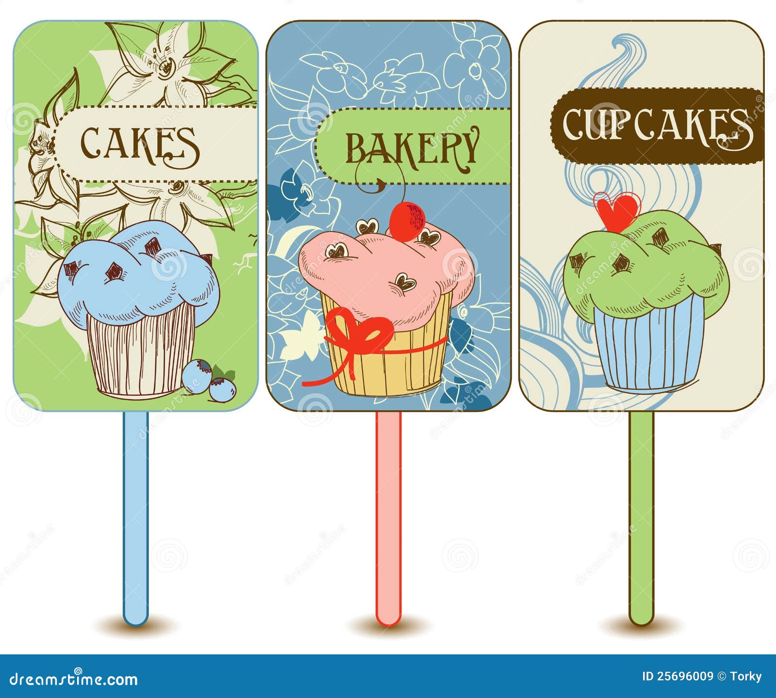 Etiquetas Retros Dos Queques Ilustração do Vetor - Ilustração de ...