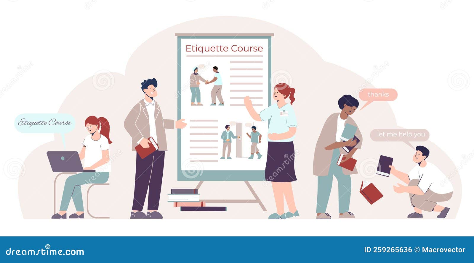 Etiquette Course Flat Illustration Stock Vector - Illustration of ...
