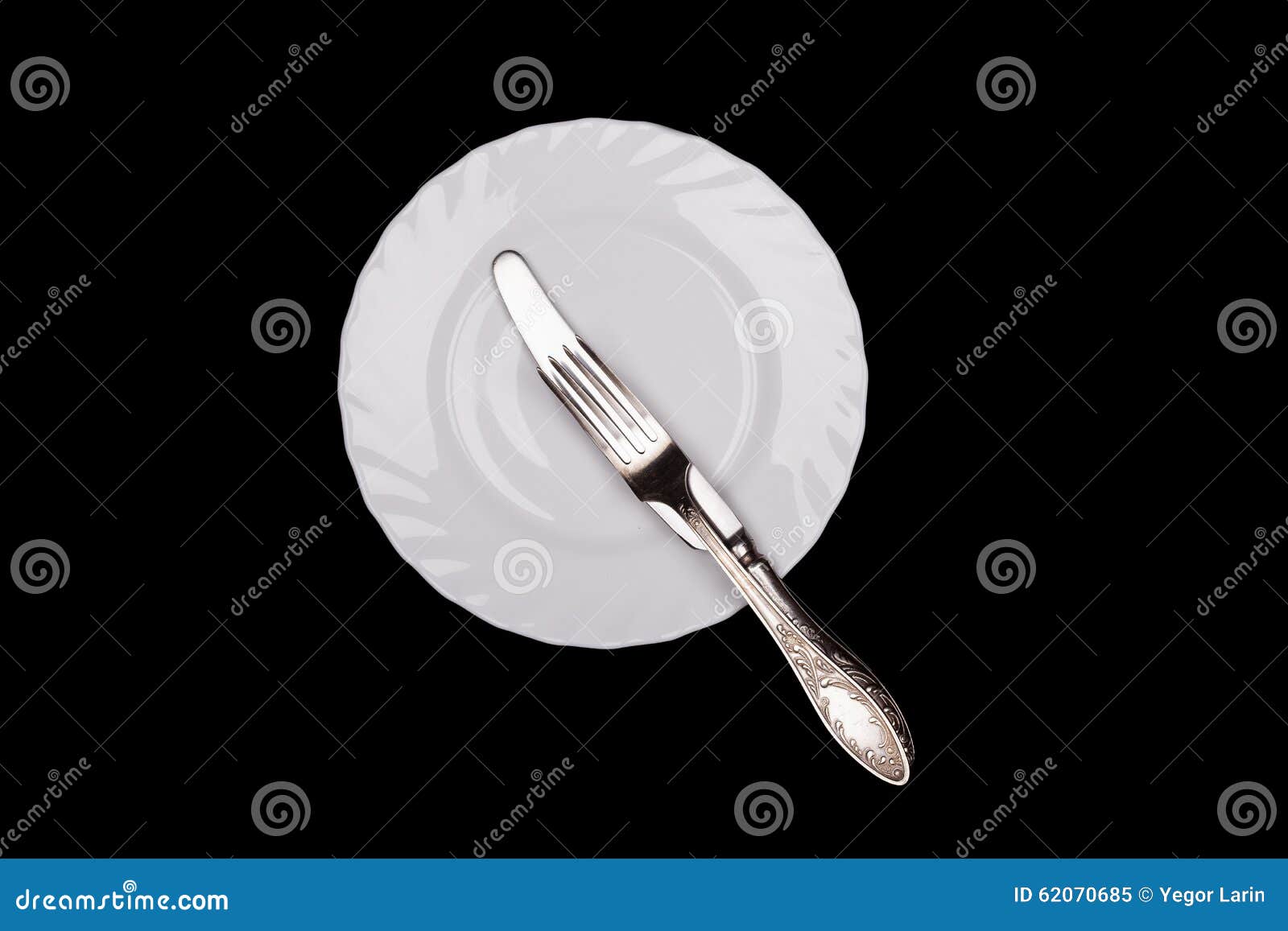 Etiquette Sign Plate Fork Knife Top View Isolated Black Photos - Free ...