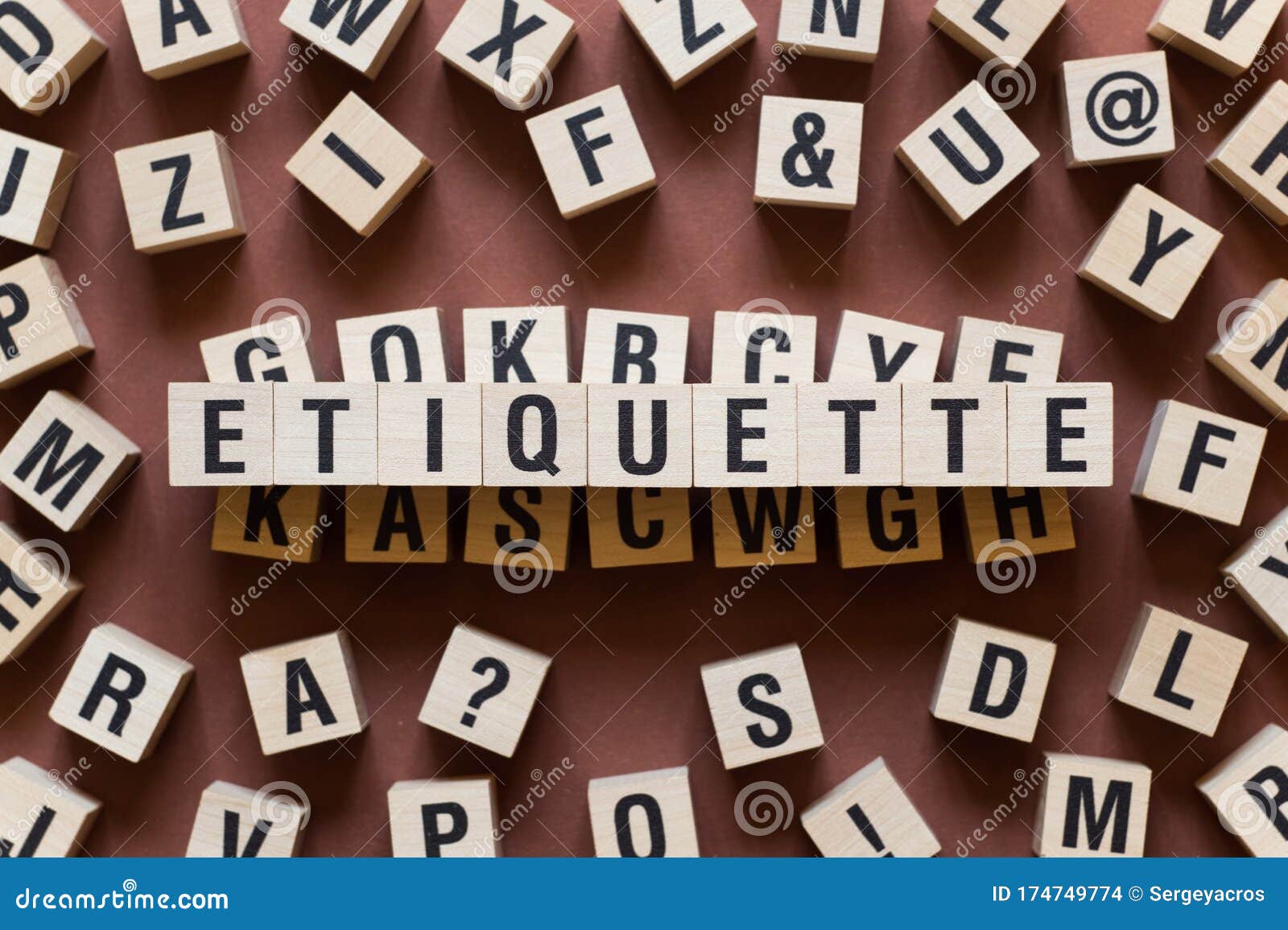 Etiquette Symbol. Concept Word `etiquette` On Wooden Circles On A ...
