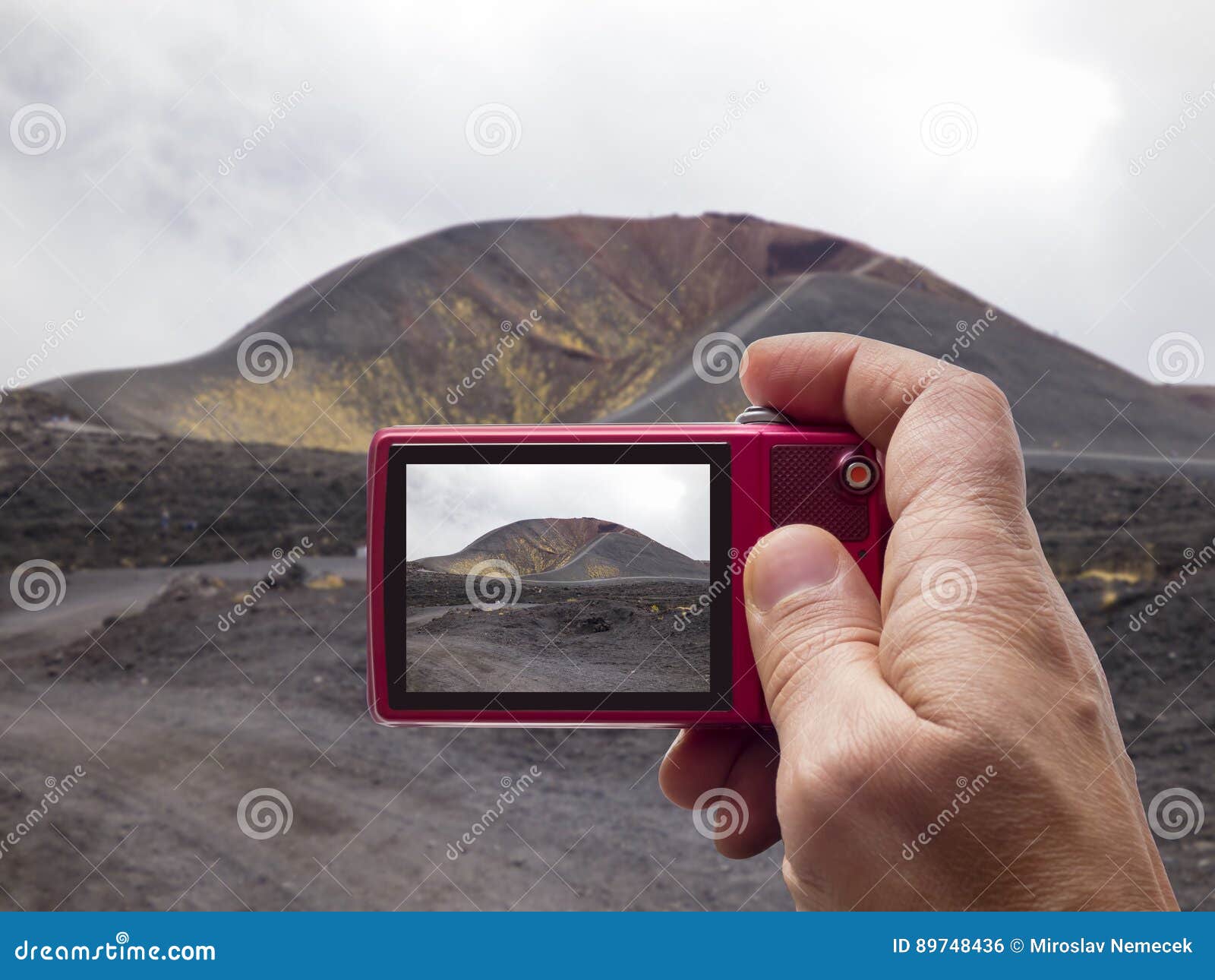 Etna Volcano in Camera Viewfinder Stock Photo - Image of black ...