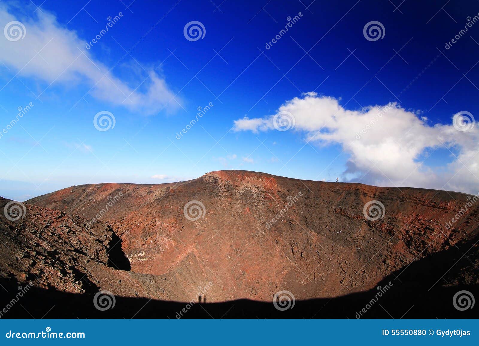 Etna Volcano Slope (with Man Walking on it) Stock Photo - Image of ...