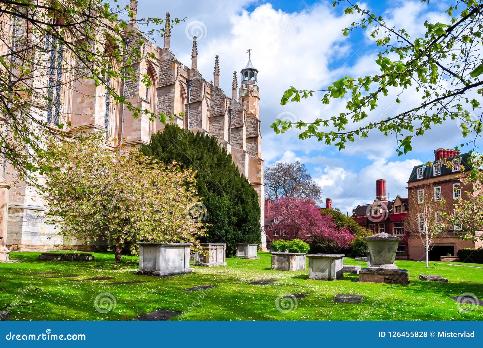 Eton College Chapel and Courtyard in Spring, UK Stock Photo - Image of ...