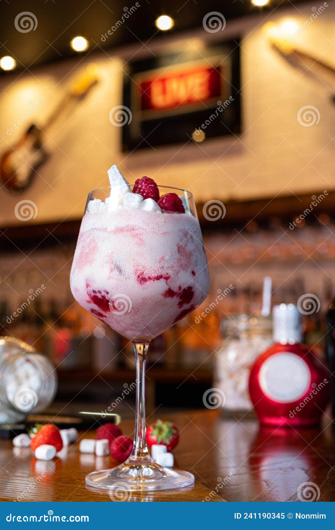 Eton Mess Raspberry and Marshmallow Alcoholic Cocktail at the Bar Stock ...