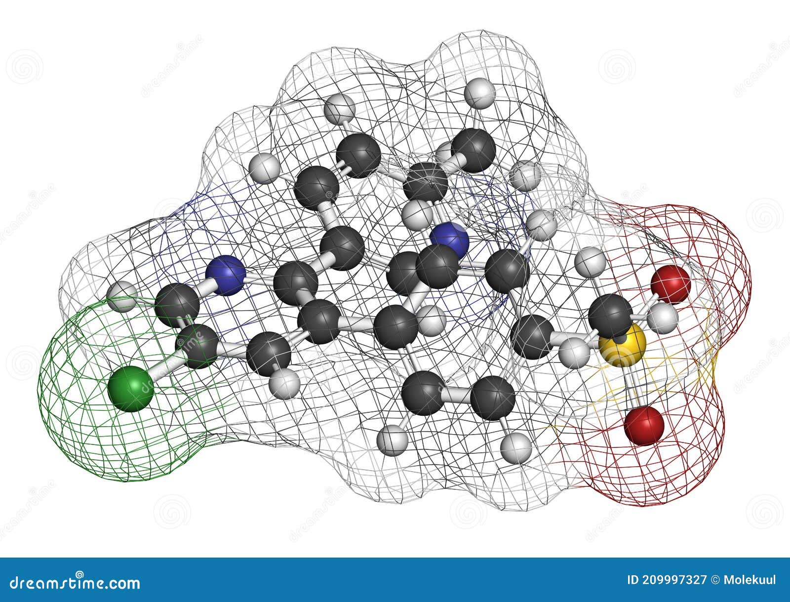 Etoricoxib Drug Molecule. 3D Rendering. Atoms Are Represented As ...