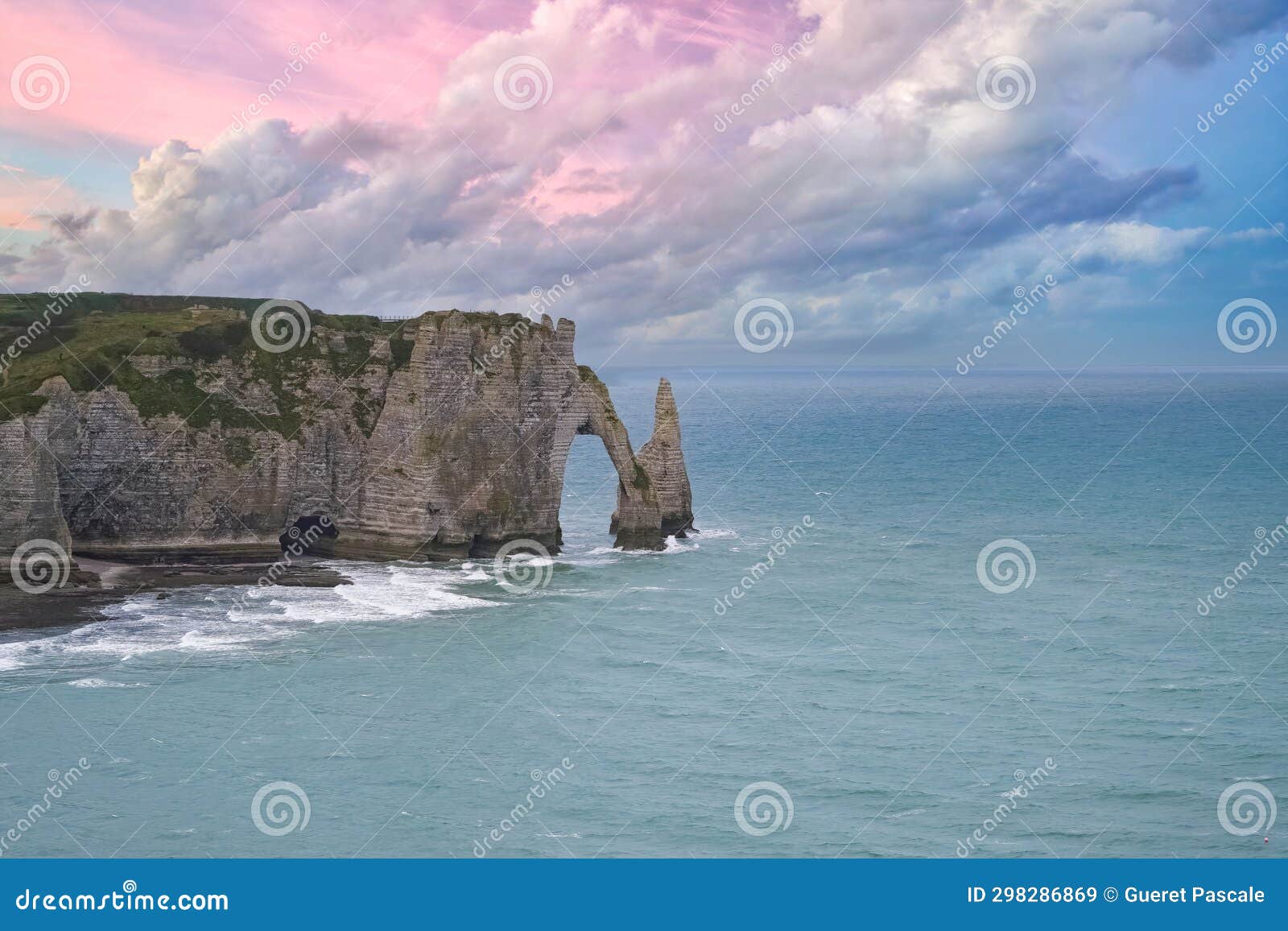 Etretat in Normandy, Cliffs and Needle Stock Image - Image of aerial ...