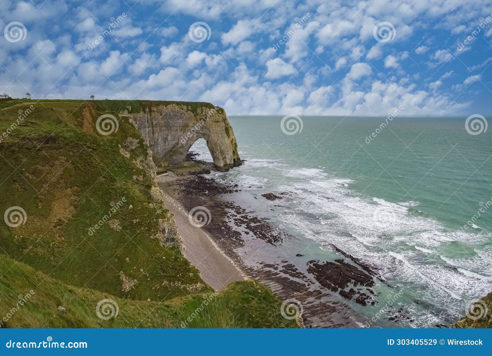 Etretat in Normandy with Cliffs and Needle. Stock Image - Image of ...
