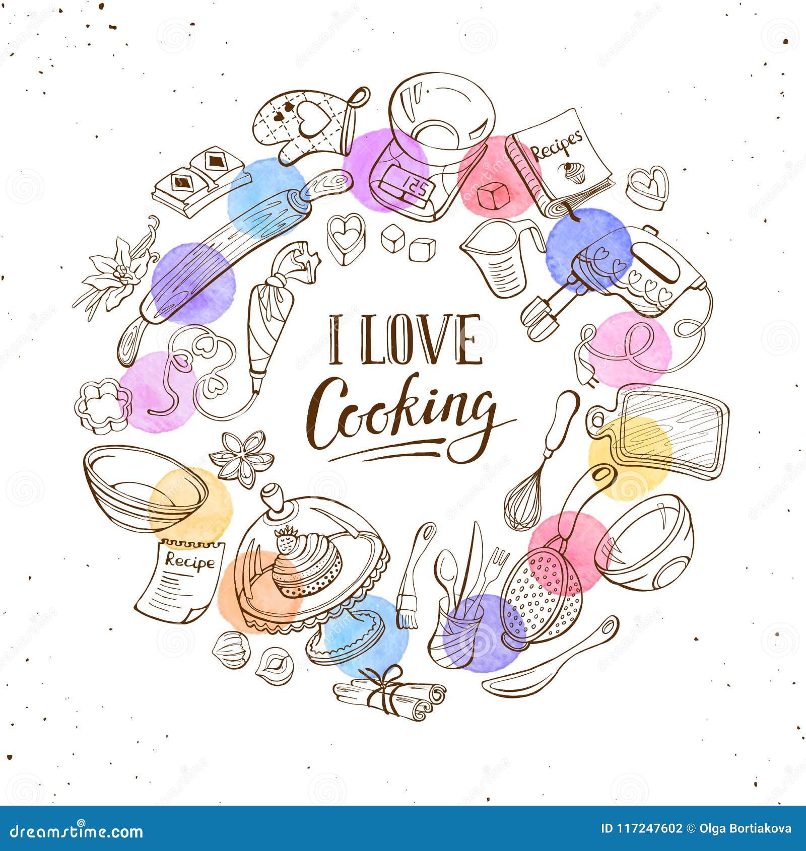 Eu amo cozinhar o cartaz ilustração do vetor. Ilustração de copo ...