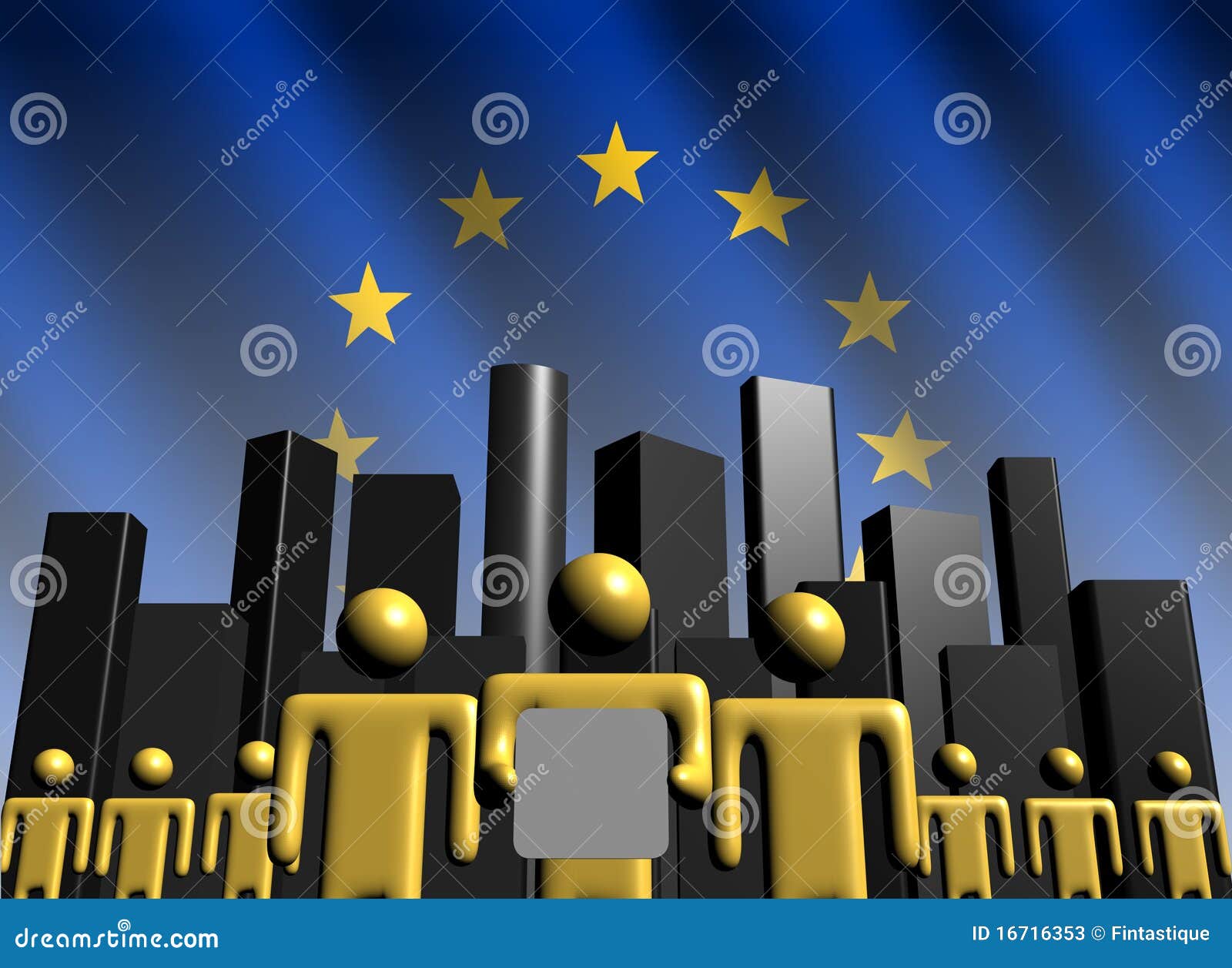 EU Business Team with Skyline Stock Illustration - Illustration of ...