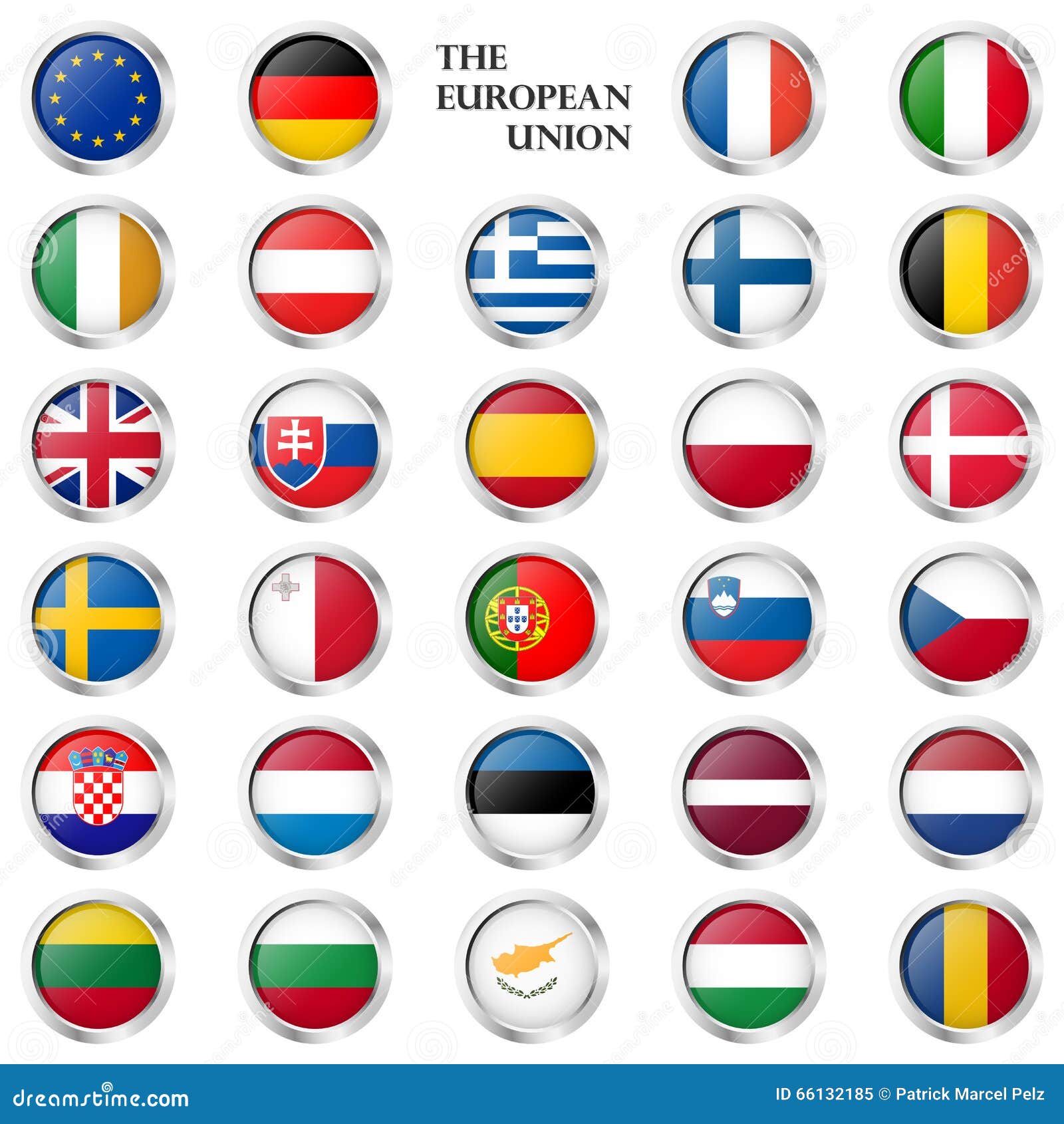 EU Button Collection with Country Flags Stock Vector - Illustration of ...
