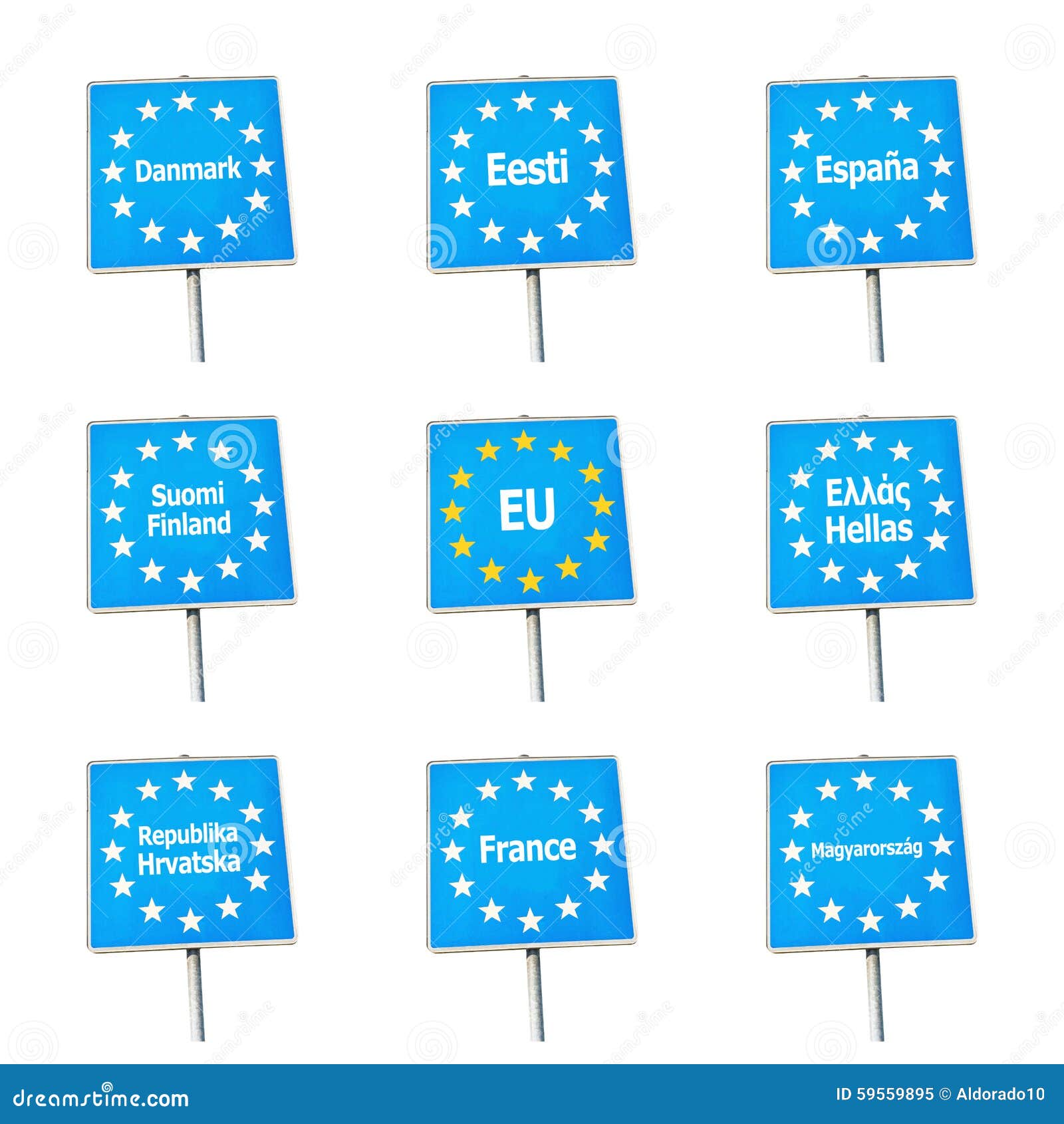 EU / Europe border signs stock illustration. Illustration of cutout ...