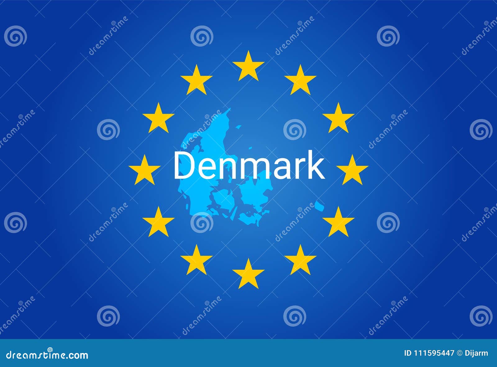 EU - European Union Flag and Map of Denmark. Stock Illustration ...