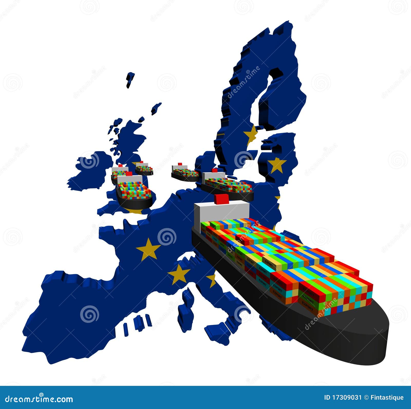 EU Export with Container Ships Stock Illustration - Illustration of ...