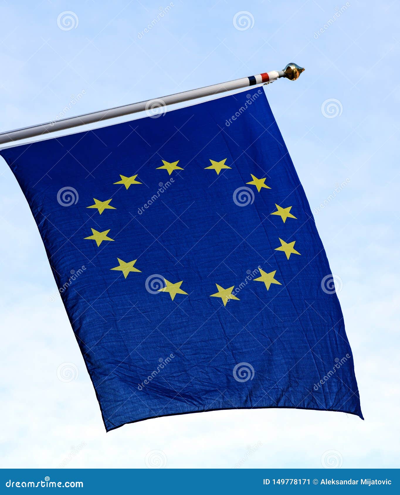 Eu flag against blue sky stock illustration. Illustration of geography ...