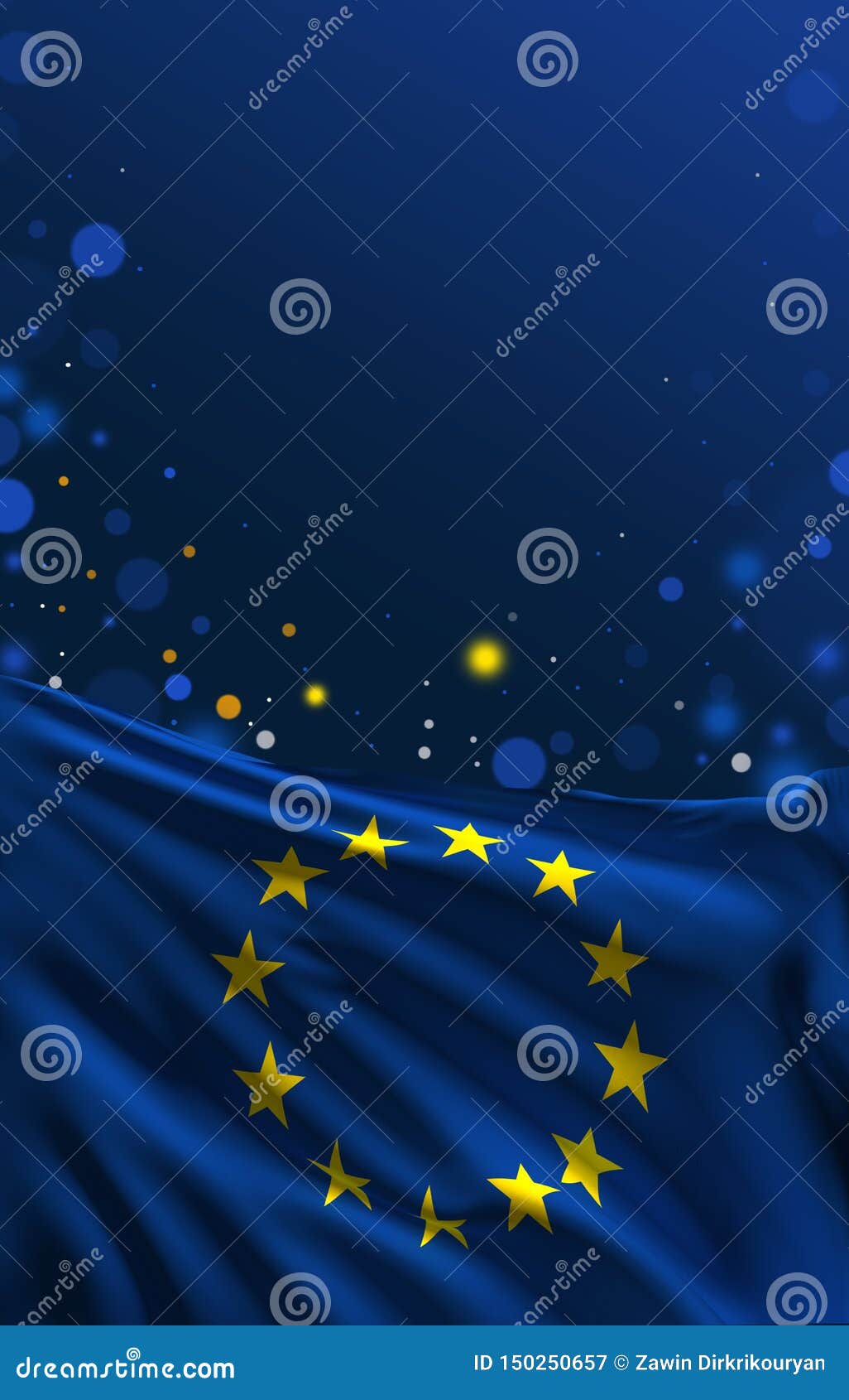 EU Flag Background Banner, European Colors 3D Render Stock Illustration ...