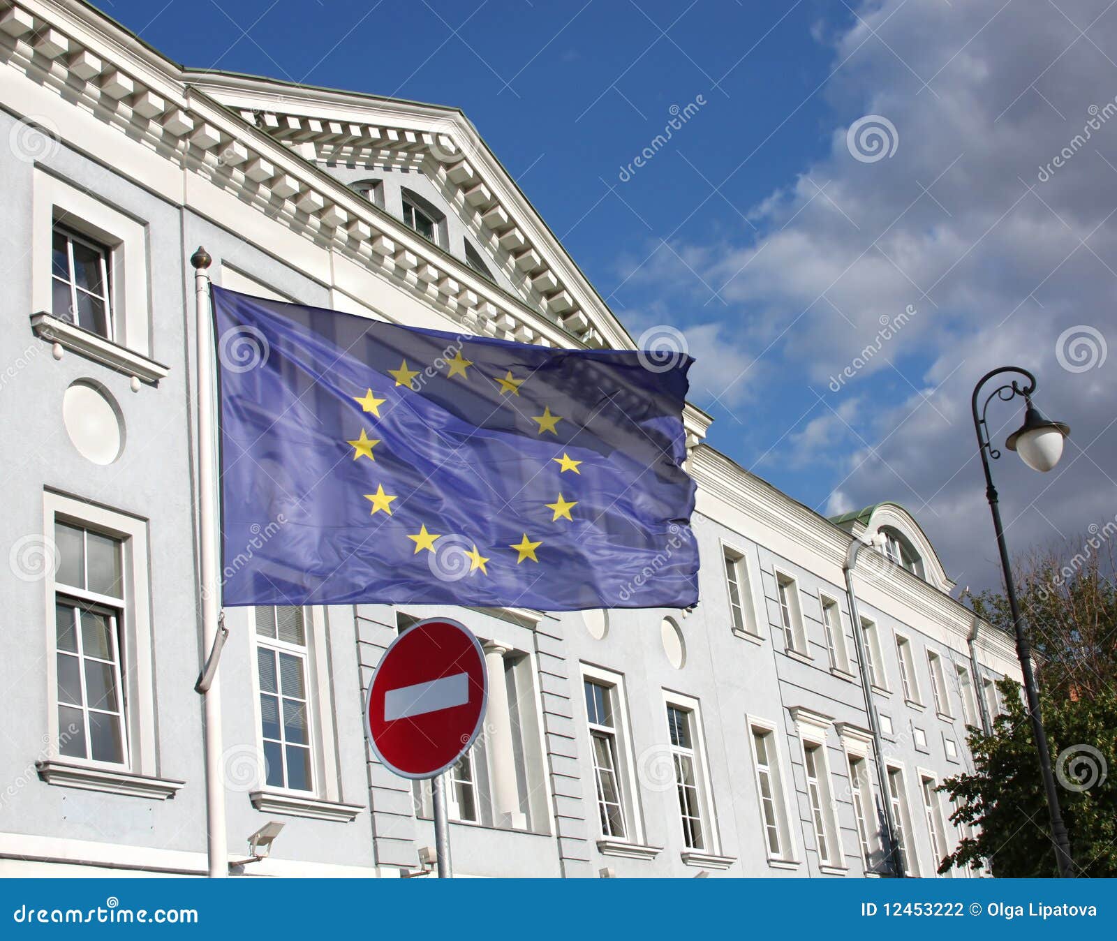 EU Flag and Do Not Enter Road Sign Stock Photo - Image of classical ...