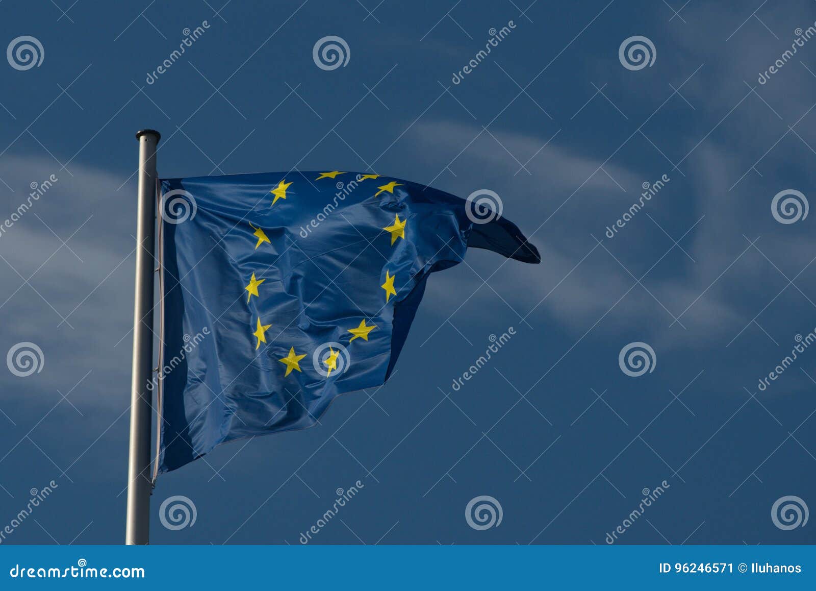 Eu Flag Floating in the Wind Stock Image - Image of freedom, close ...