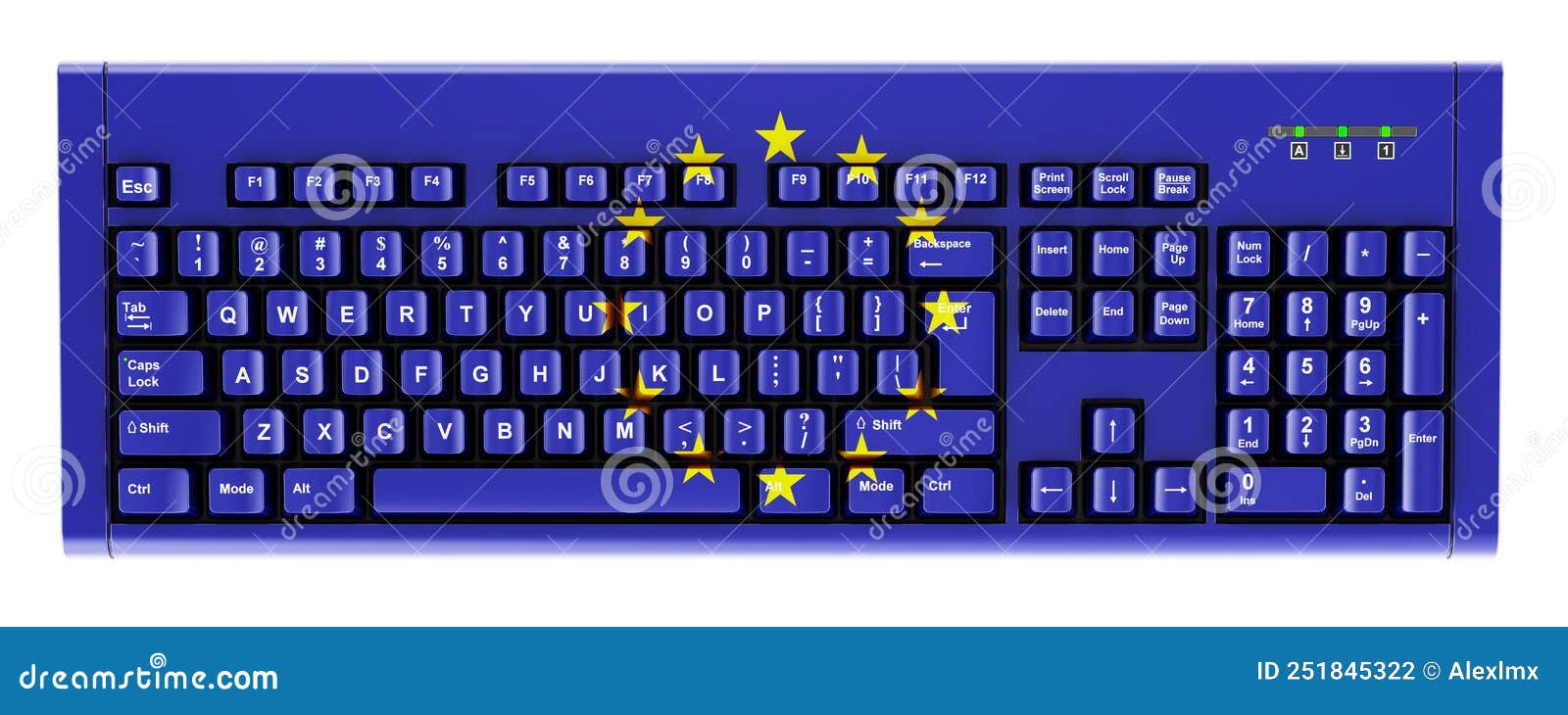 The EU Flag Painted on Computer Keyboard. 3D Rendering Stock ...