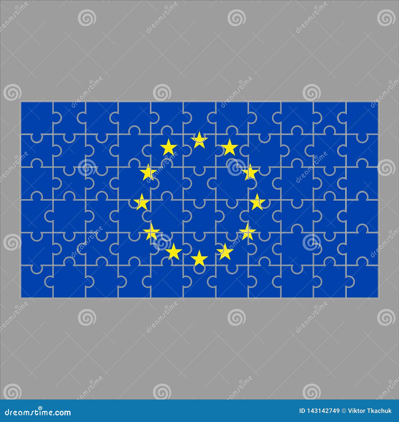EU Flag from Puzzles on a Gray Background. Stock Vector - Illustration ...