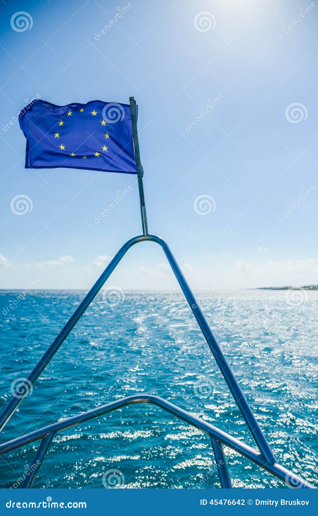 EU flag on the ship stock photo. Image of mediterranean - 45476642