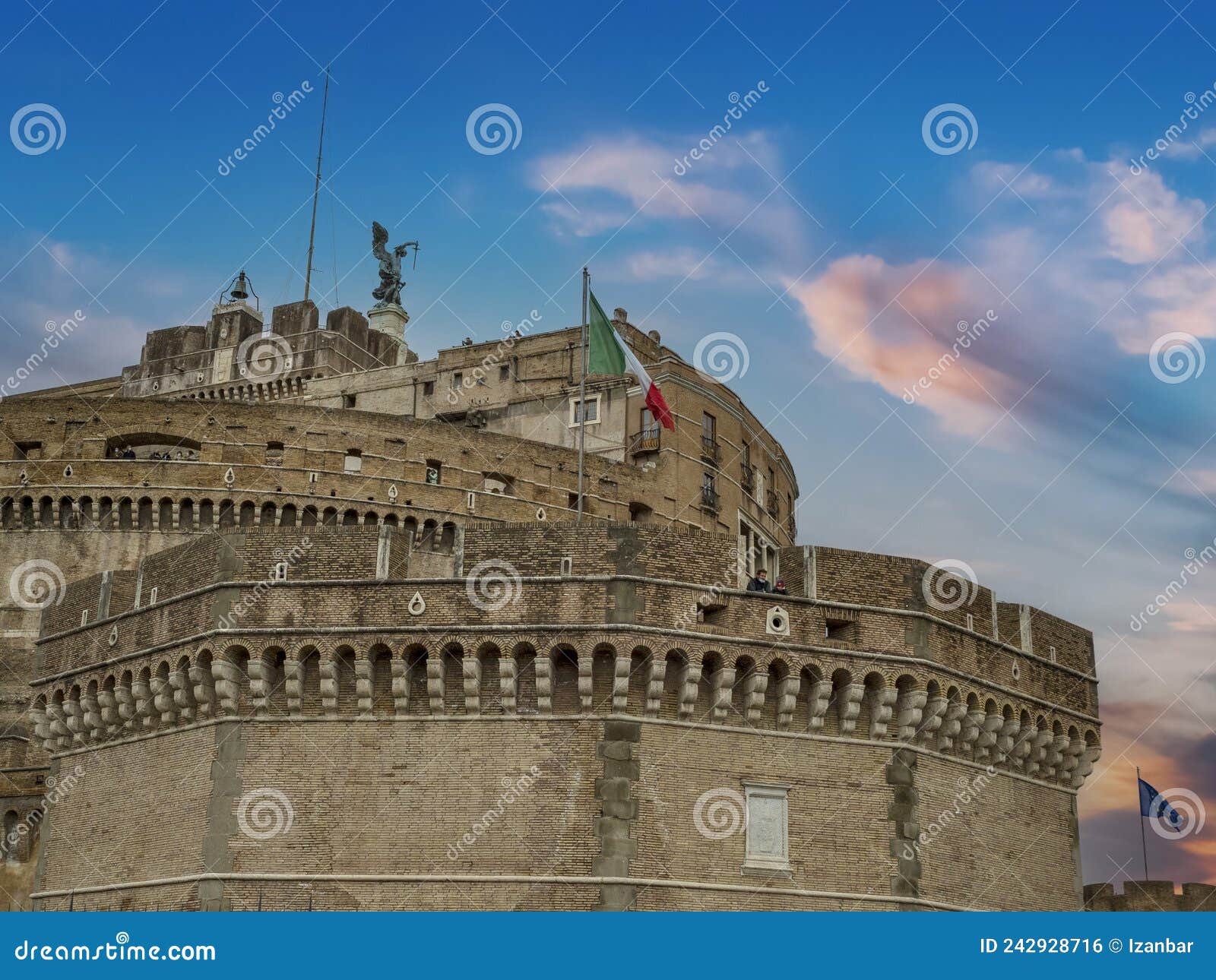 Eu Flag Waving on Castel Sant Angelo Rome Stock Photo - Image of ...