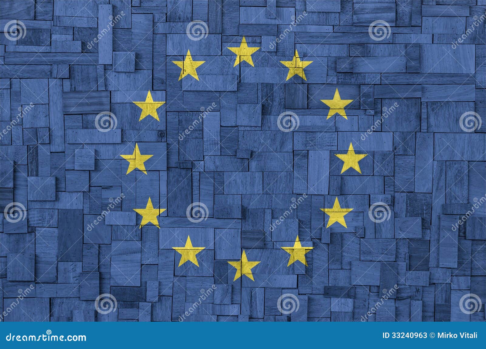 EU Flag on a Wooden Background Stock Image - Image of painted ...