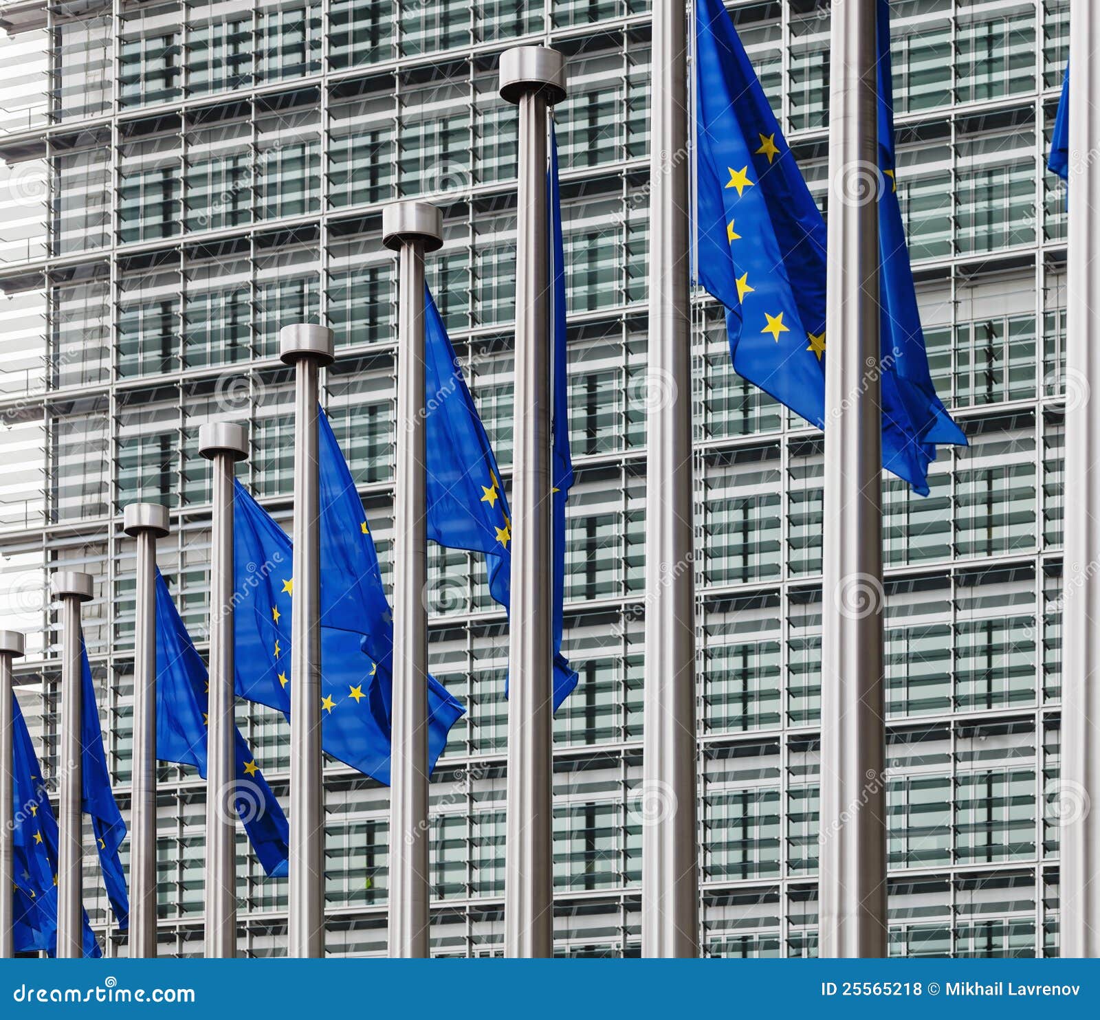 EU Flags in Front of Berlaymont Building Stock Photo - Image of ...