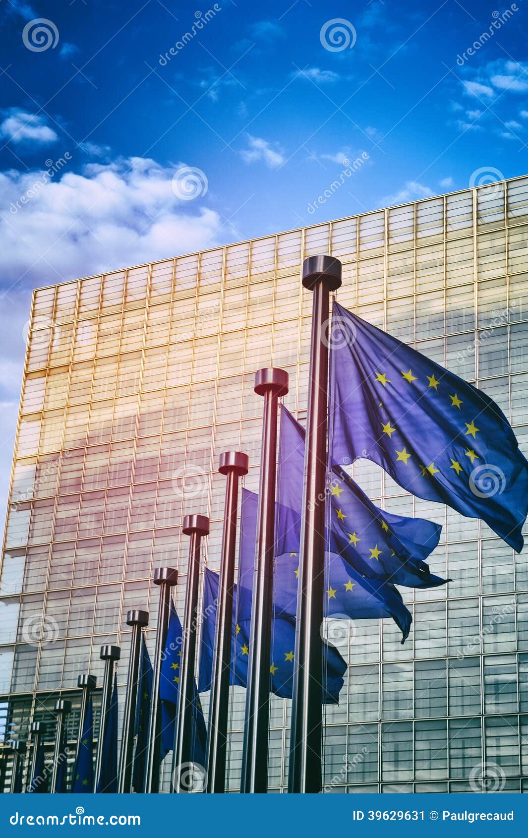 EU Flags in Front of European Commission in Brusse Stock Image - Image ...
