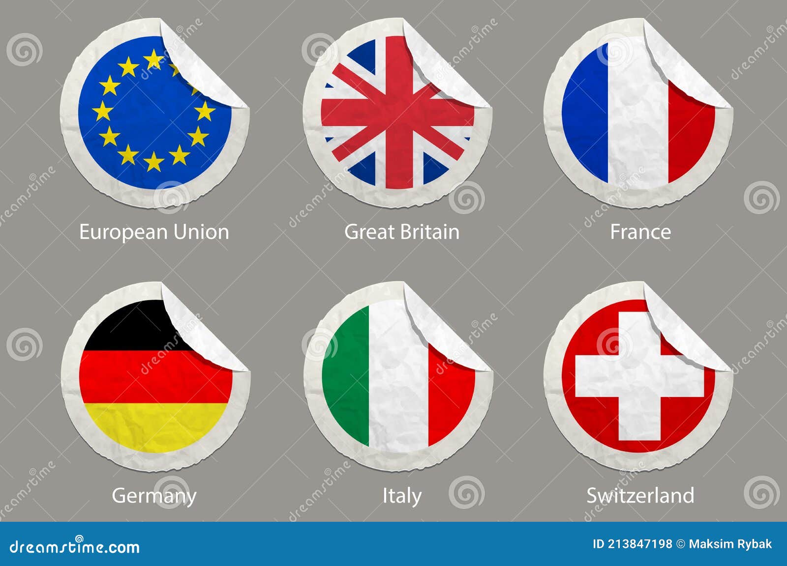 EU Flags Paper Stickers stock vector. Illustration of country - 213847198