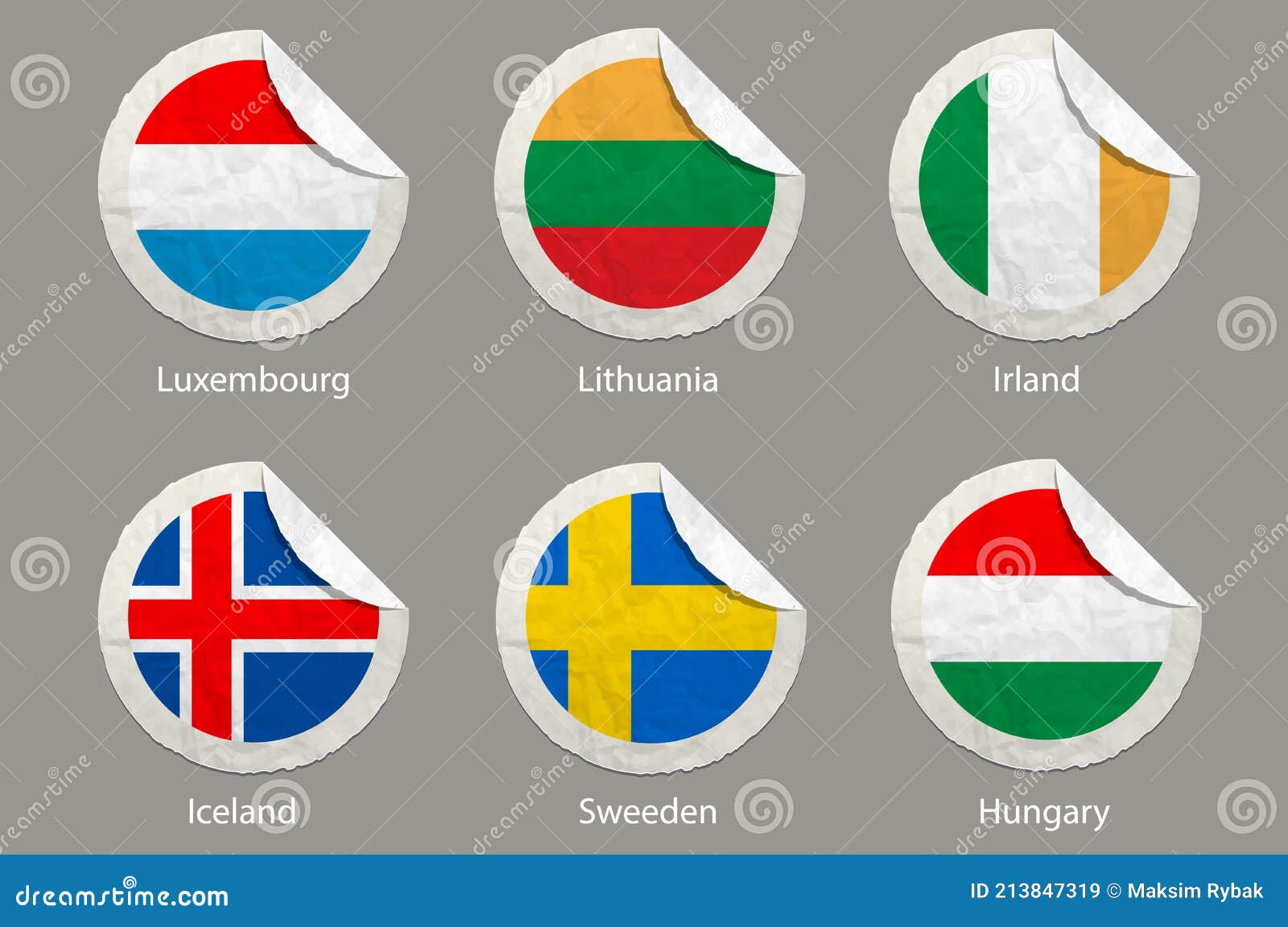 EU Flags Paper Stickers stock vector. Illustration of europe - 213847319