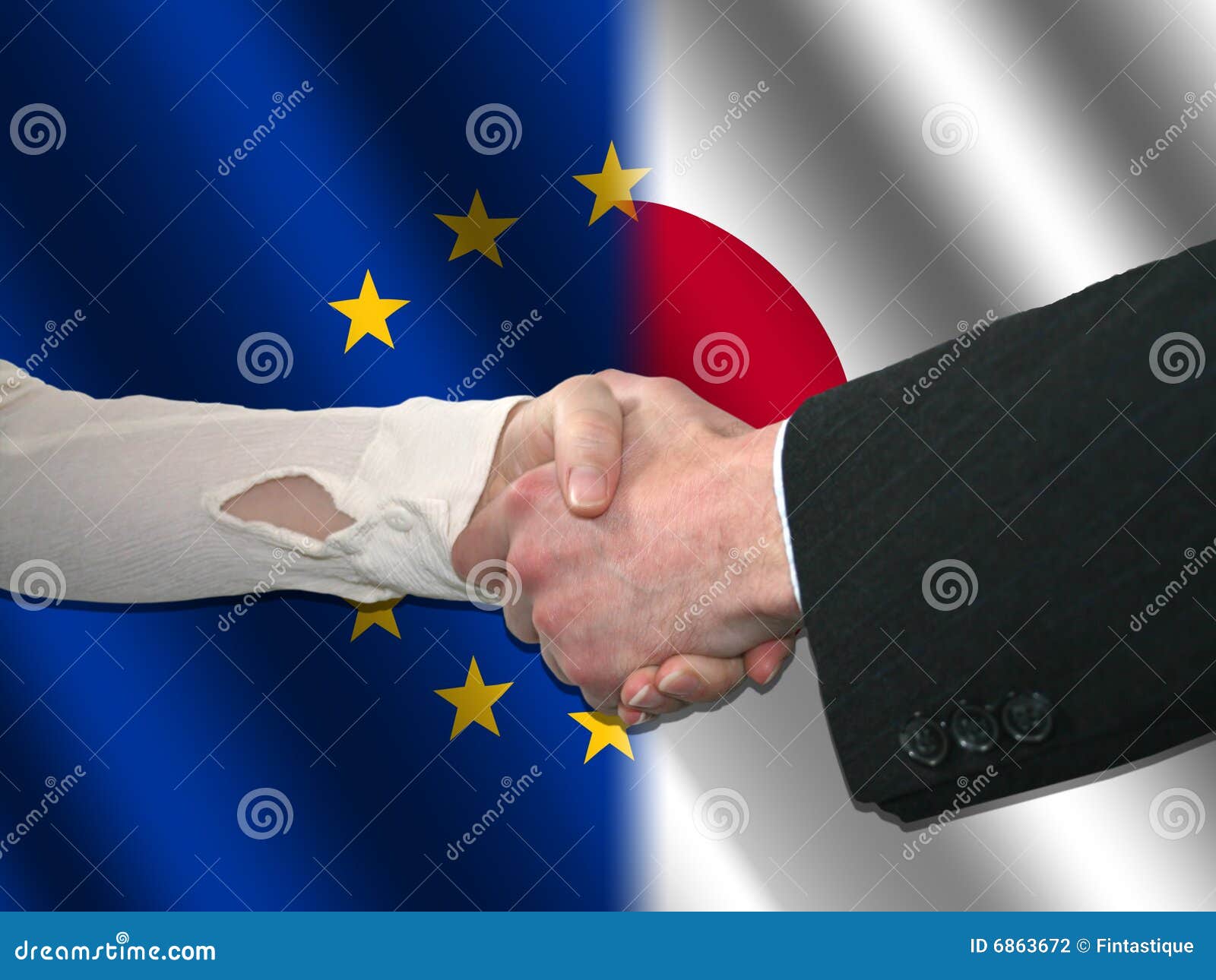EU Japanese handshake stock illustration. Illustration of agreement ...
