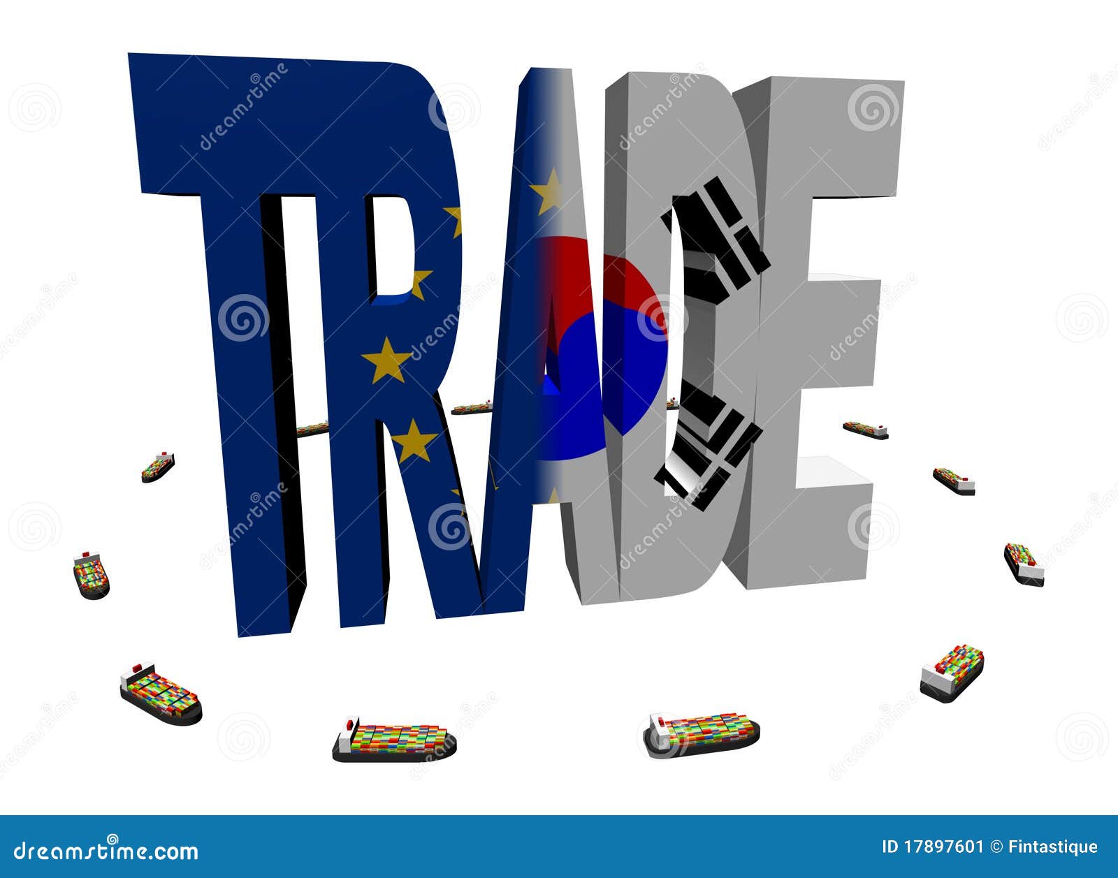 EU Korean trade with ships stock illustration. Illustration of ...