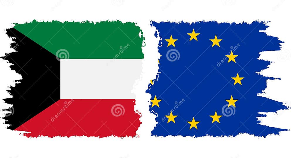 EU and Kuwait Grunge Flags Connection Vector Stock Illustration ...
