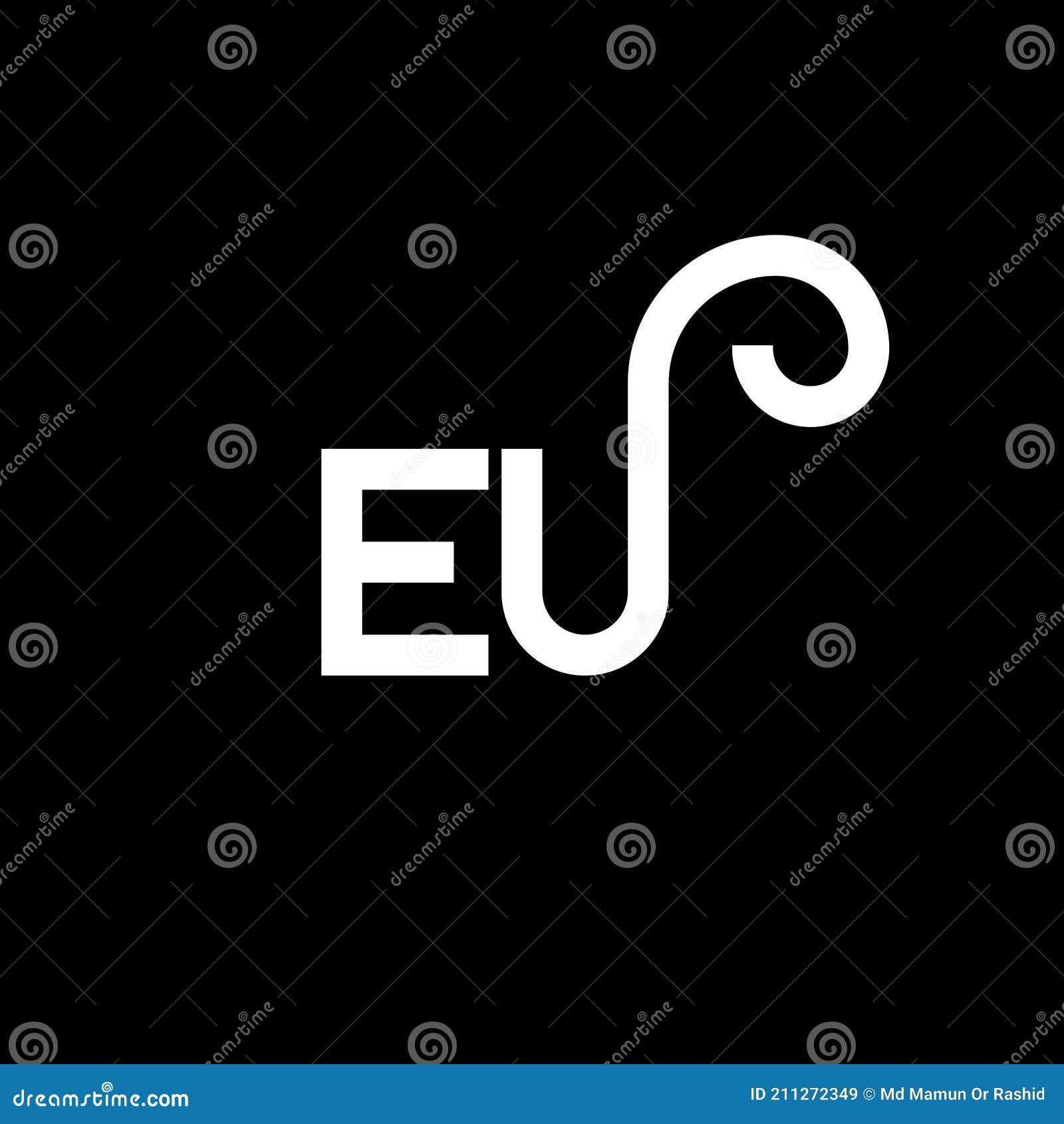 EU Letter Logo Design on Black Background. EU Creative Initials Letter ...
