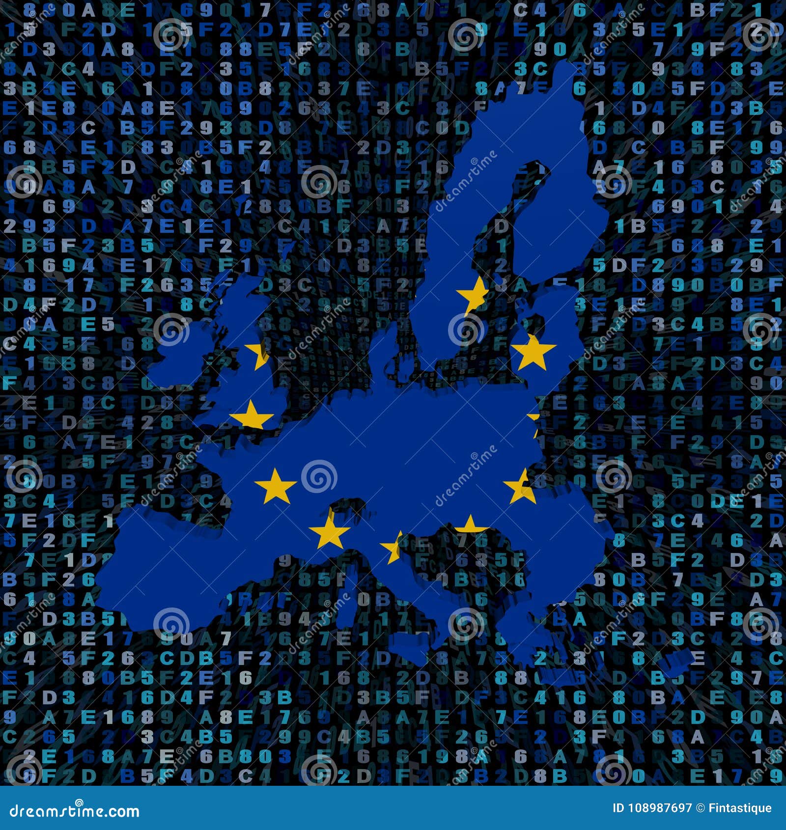 EU Map Flag on Hex Code Illustration Stock Illustration - Illustration ...