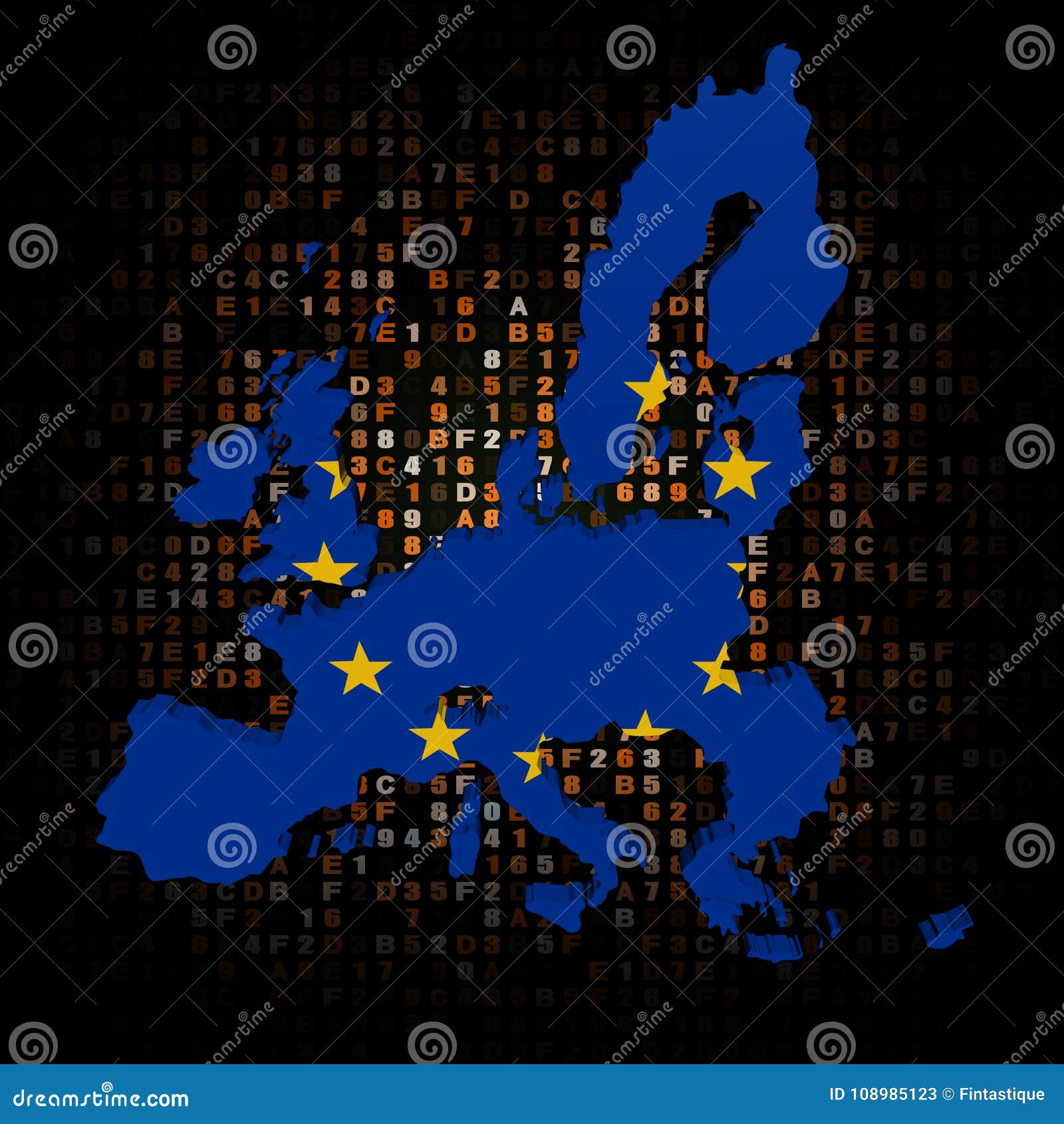 EU Map Flag on Hex Code Illustration Stock Illustration - Illustration ...