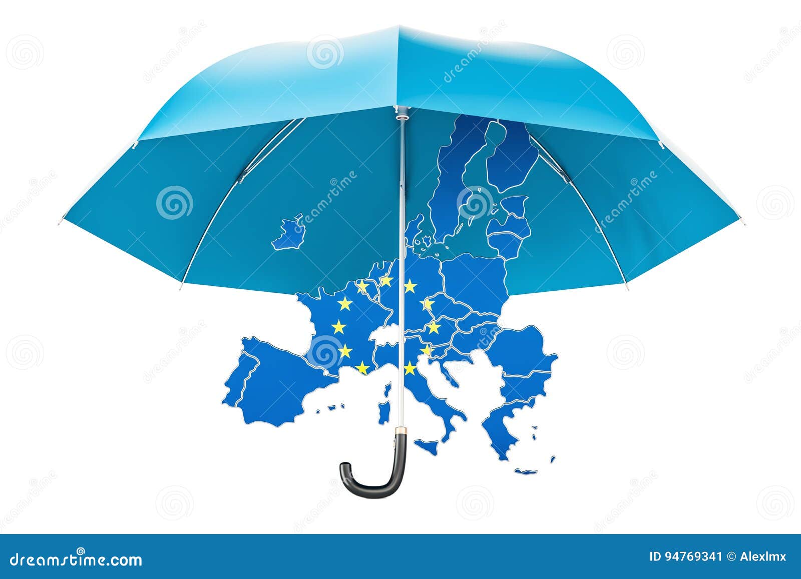 EU Map Under Umbrella. Security and Protect or Insurance Concept Stock ...