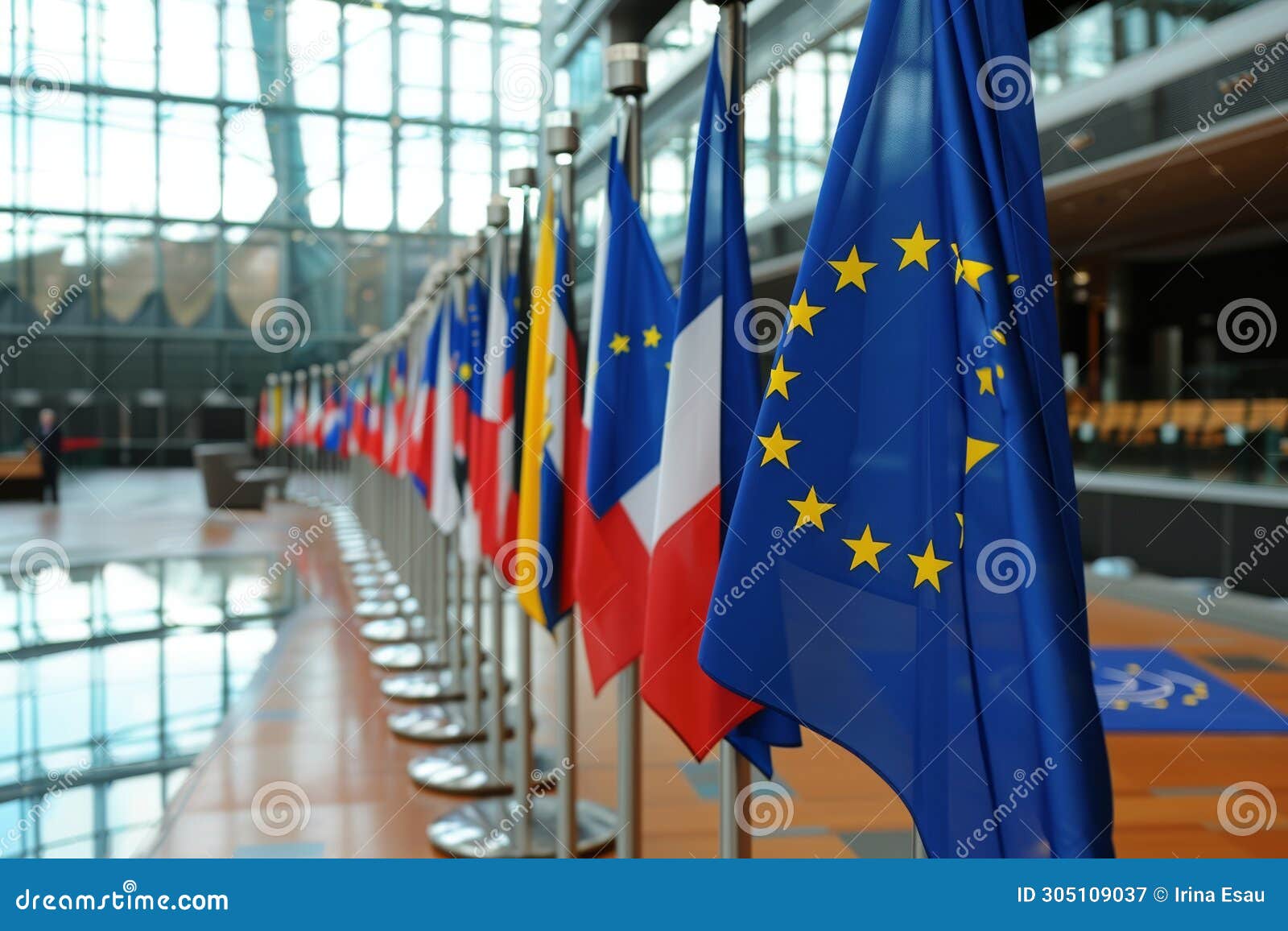 EU and Member States Flags in Front of Building Stock Image - Image of ...